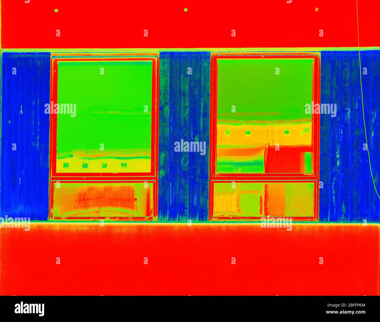Infrared thermovision display. Photo building color scale, heat ...