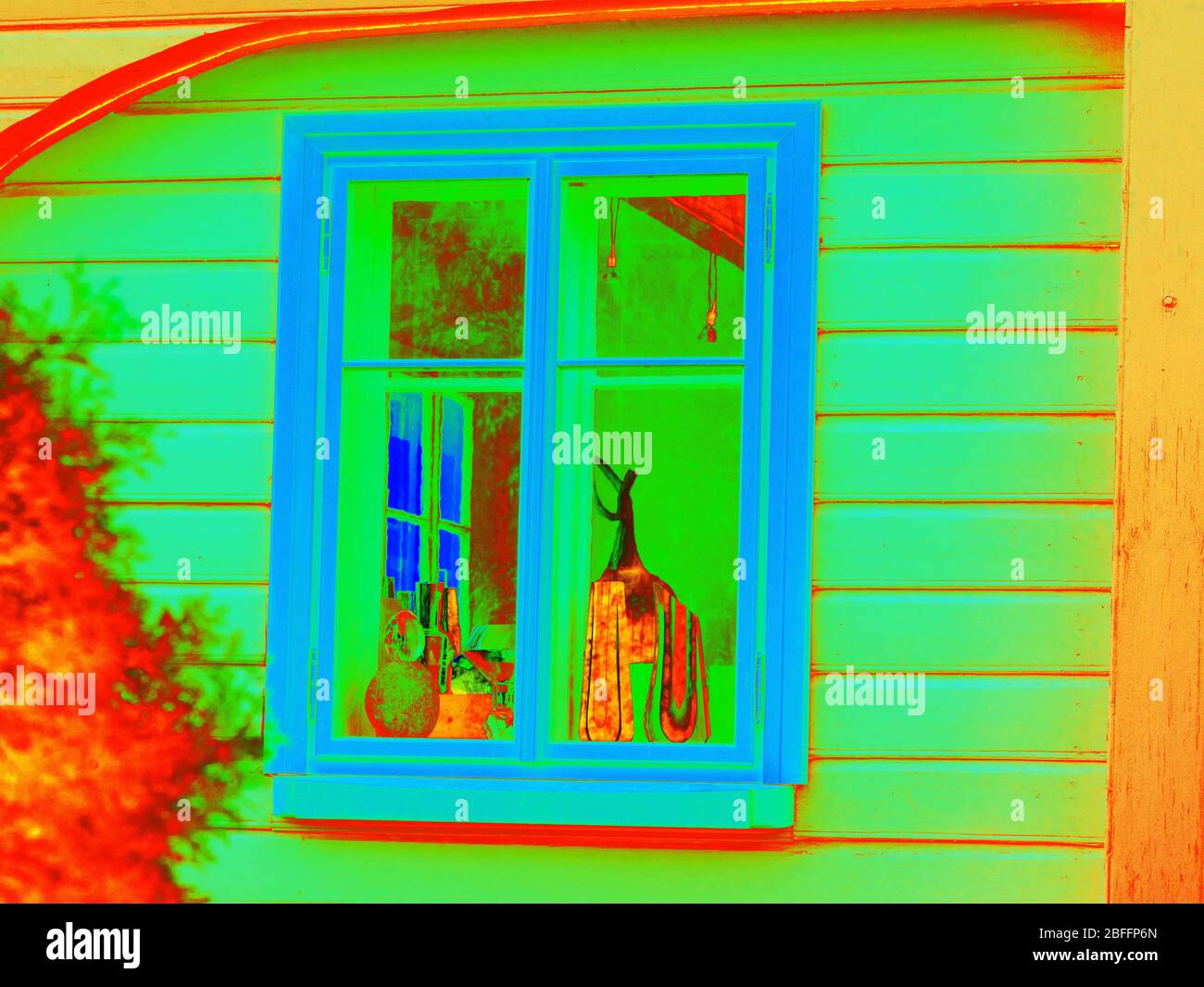 House with new style plastic frame windows. Thermal waste map. Just ...