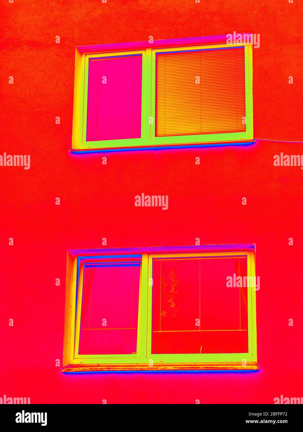 House window in thermography measurement scan. Traditional construction ...