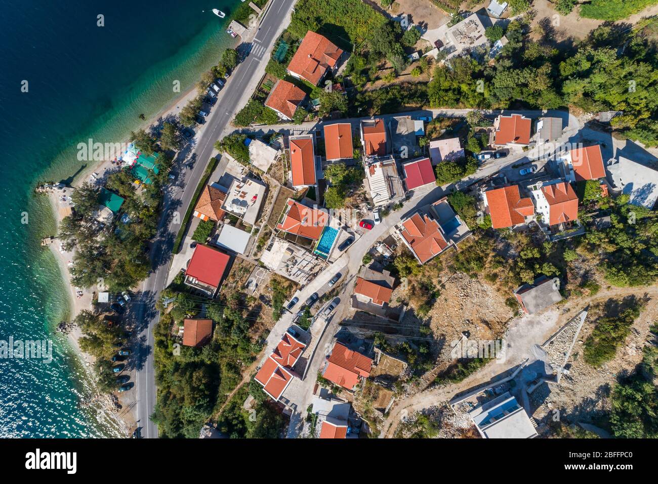 Aerial view of the village of Lepetani. Montenegro Stock Photo - Alamy