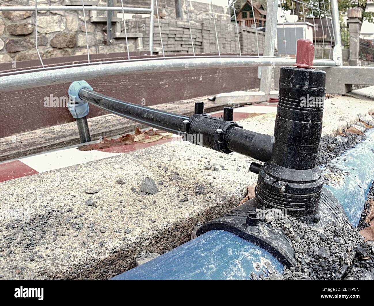 Plastic pipeline for potable water delivery from main city branch to ...