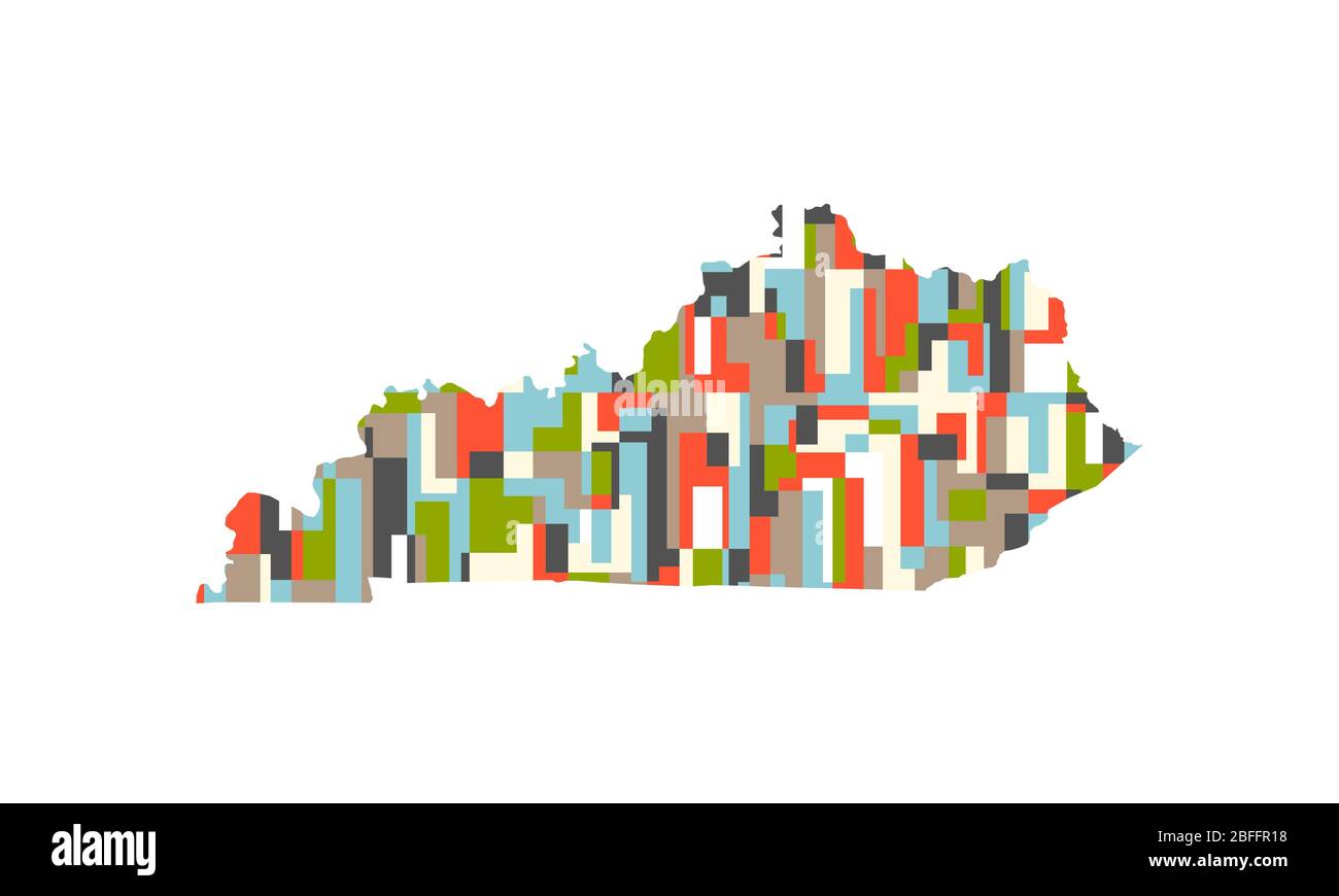 Kentucky State Abstract rectangular color pattern Map. Vector Design ...