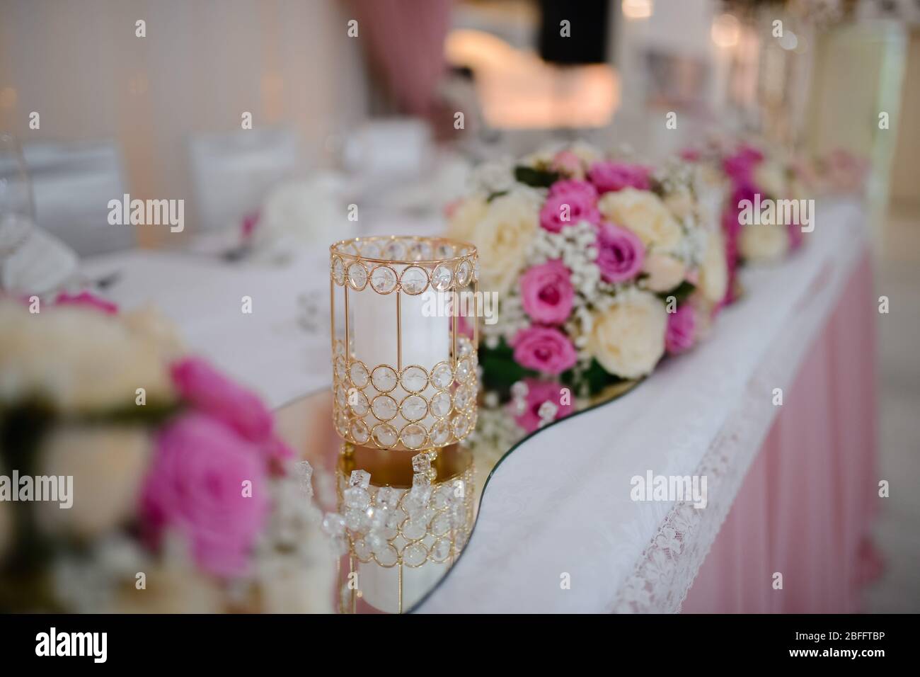 Beautifully decorated table for a special event. Celebration and ...