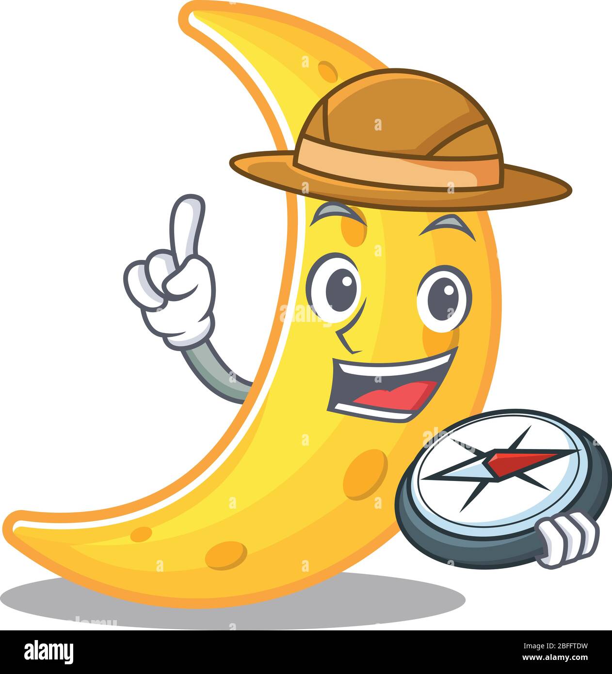 mascot design concept of crescent moon explorer with a compass Stock ...