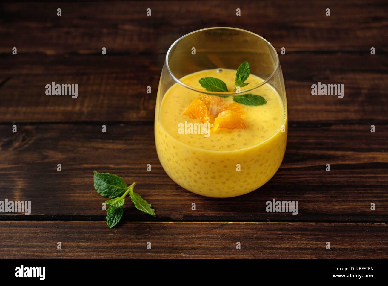 Delicious vegan tapioca pudding with orange flavor Stock Photo - Alamy