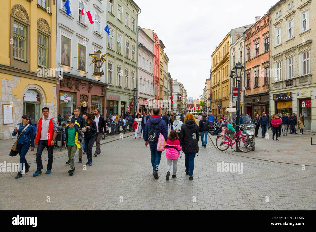 Crowd on Grodzka Street Old Town Krakow Poland near St. Peter and Paul Cathedral Europe EU Stock ...