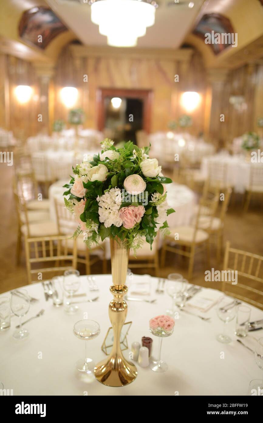 Beautifully decorated table for a special event. Celebration and ...