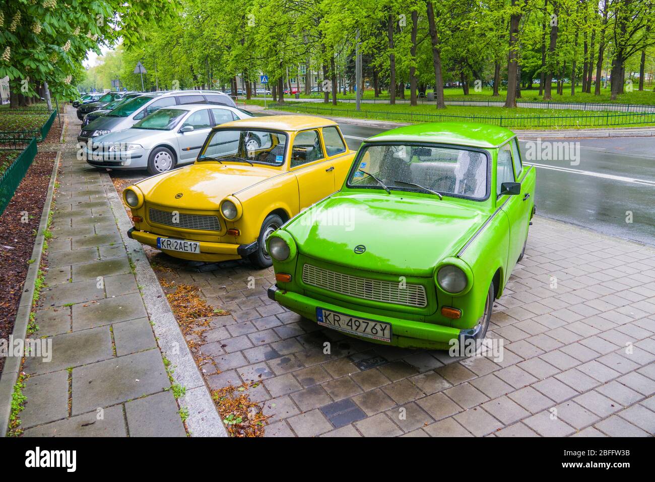 Antique Trabant Communist Car Krakow Poland Nowa Huta Neighborhood ...