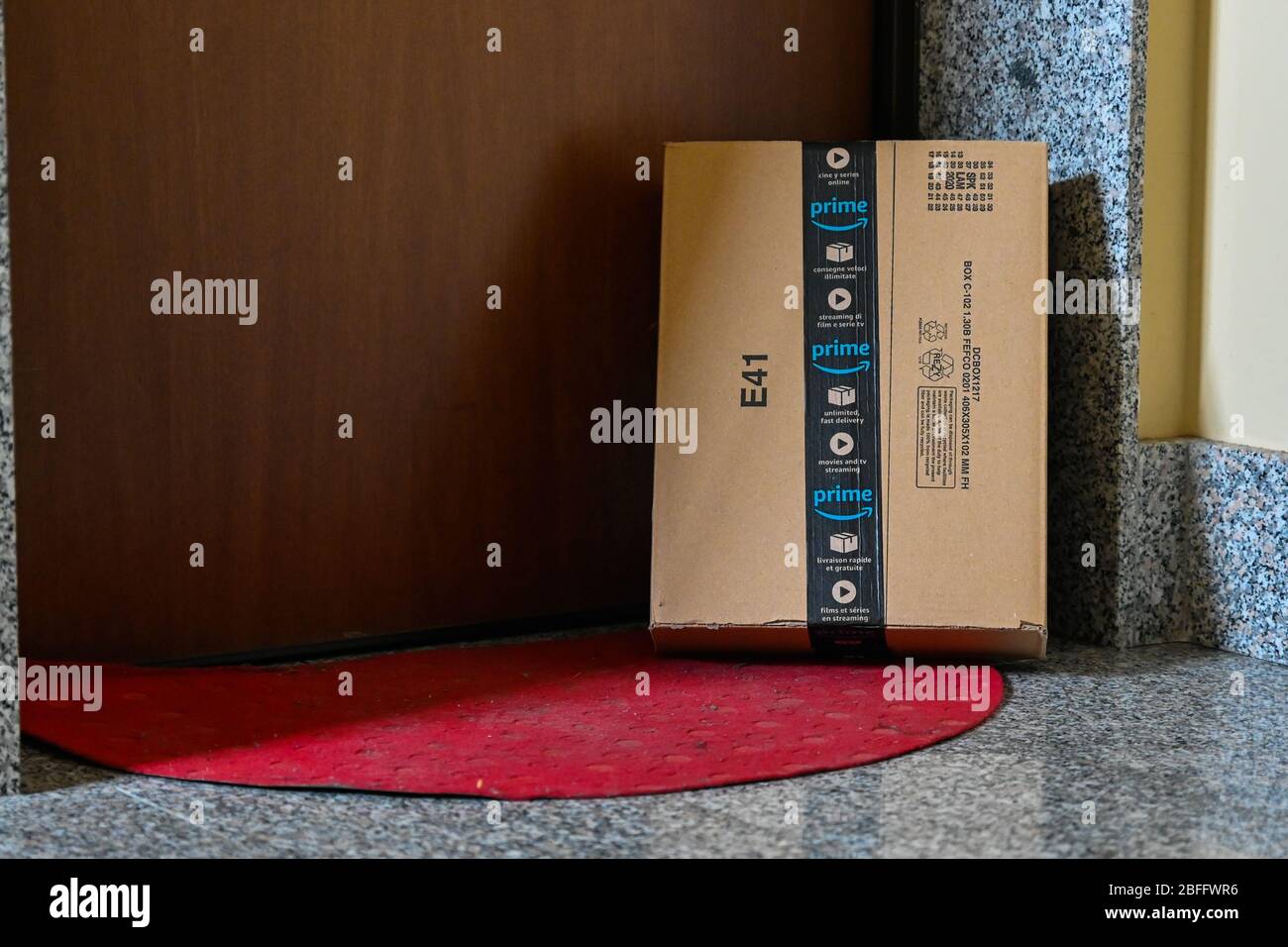 Turin, Piedmont, Italy. April 2020. Quarantine and social distance. The ...