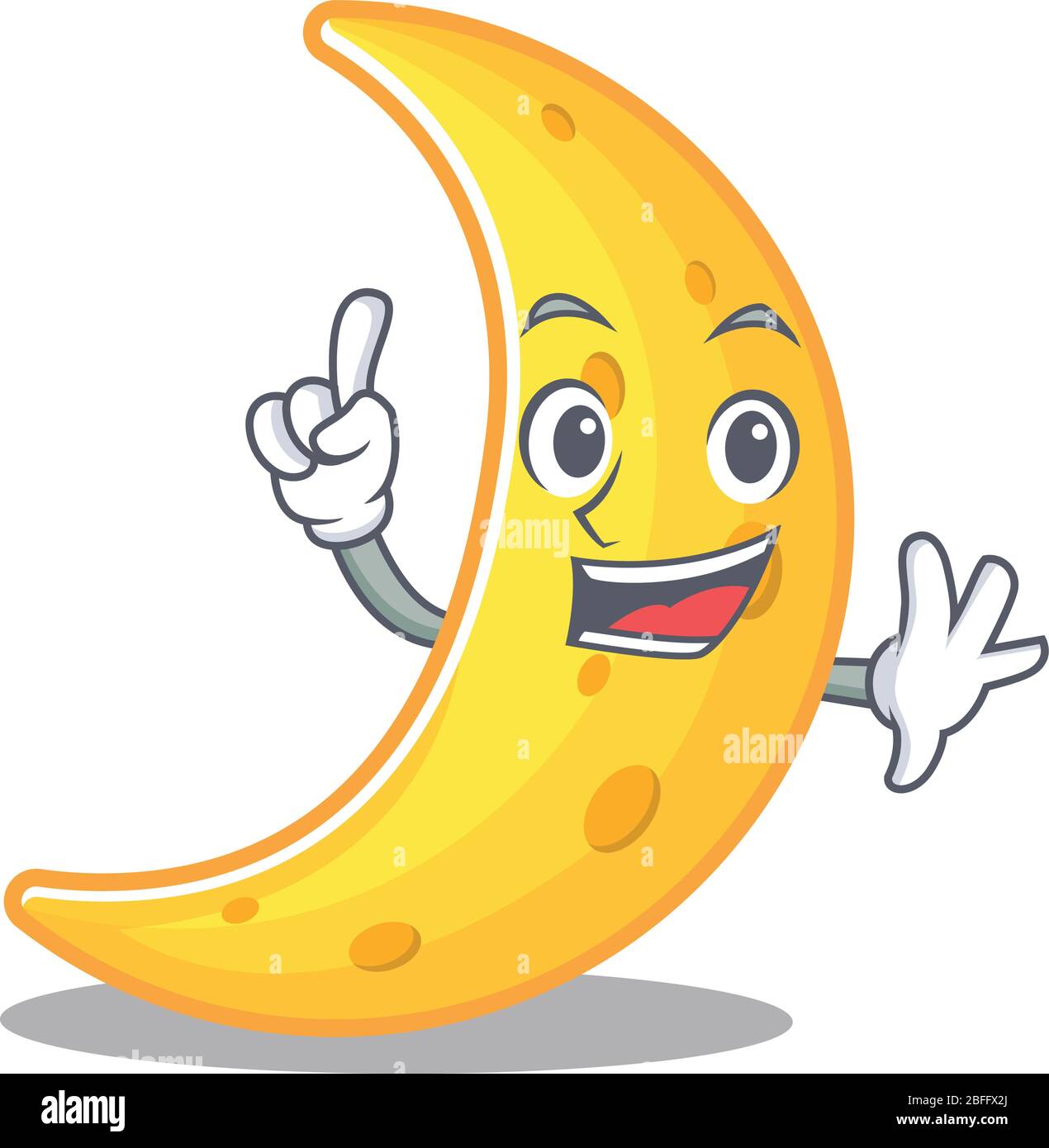 Crescent moon mascot character design with one finger gesture Stock ...
