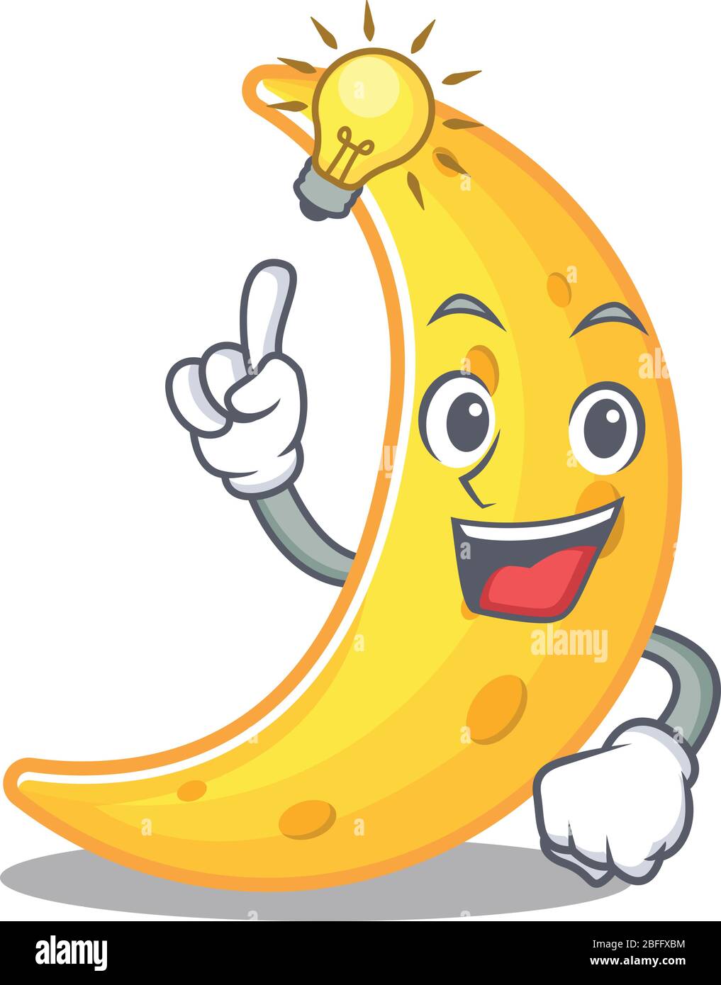 Mascot character design of crescent moon with has an idea smart gesture ...