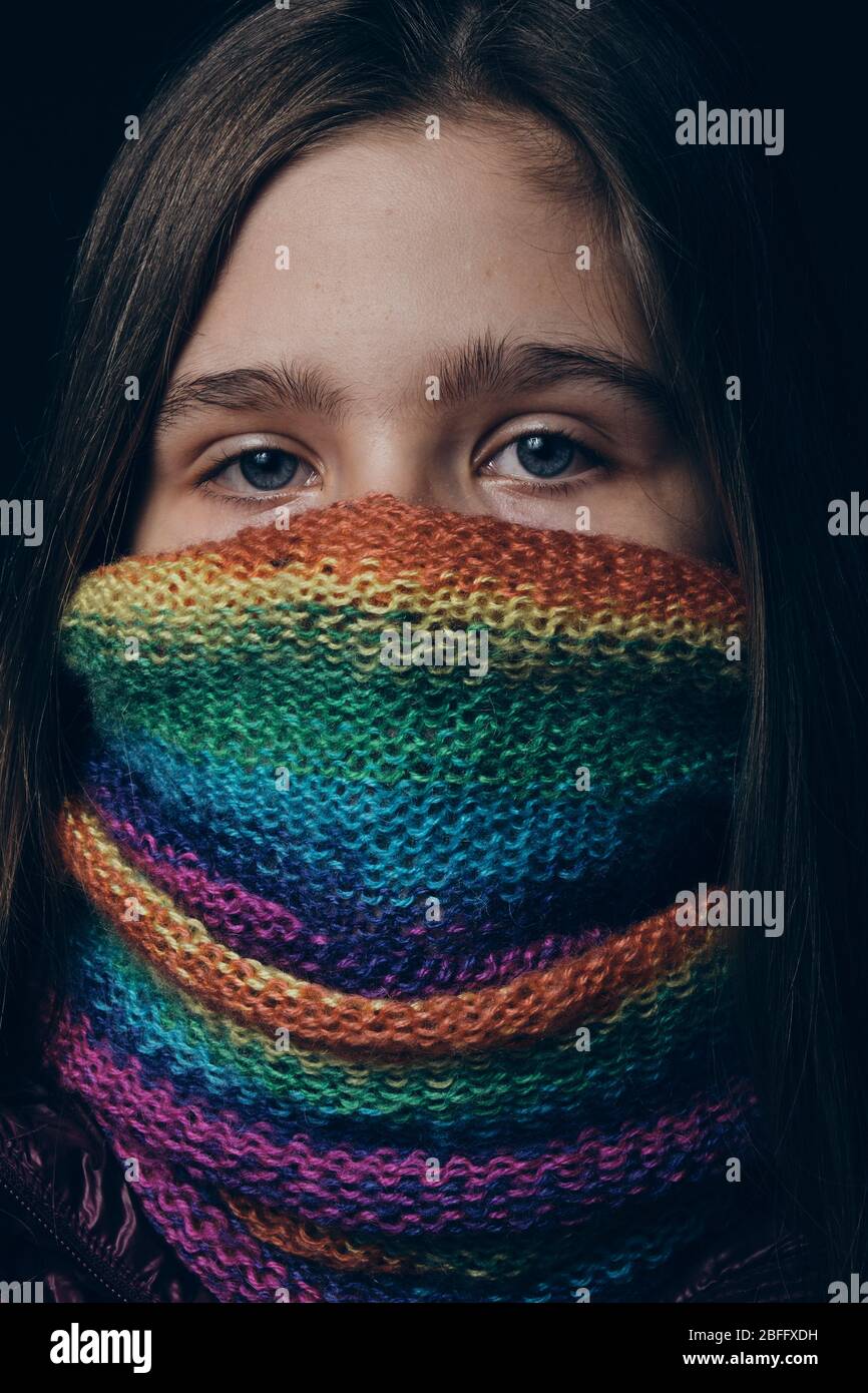 Cover nose with scarf hi-res stock photography and images - Alamy