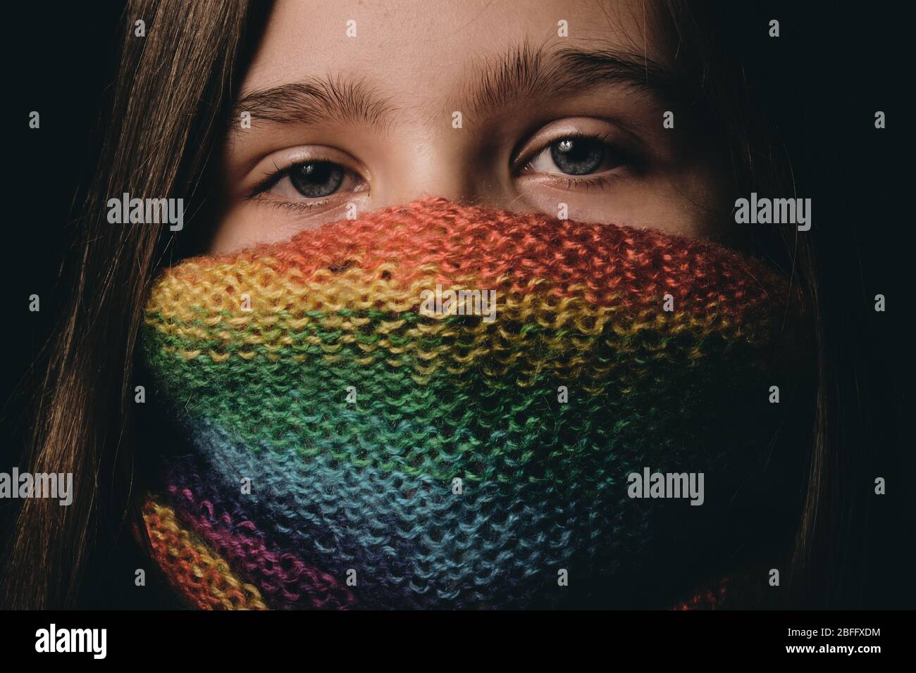 Cover nose with scarf hi-res stock photography and images - Alamy