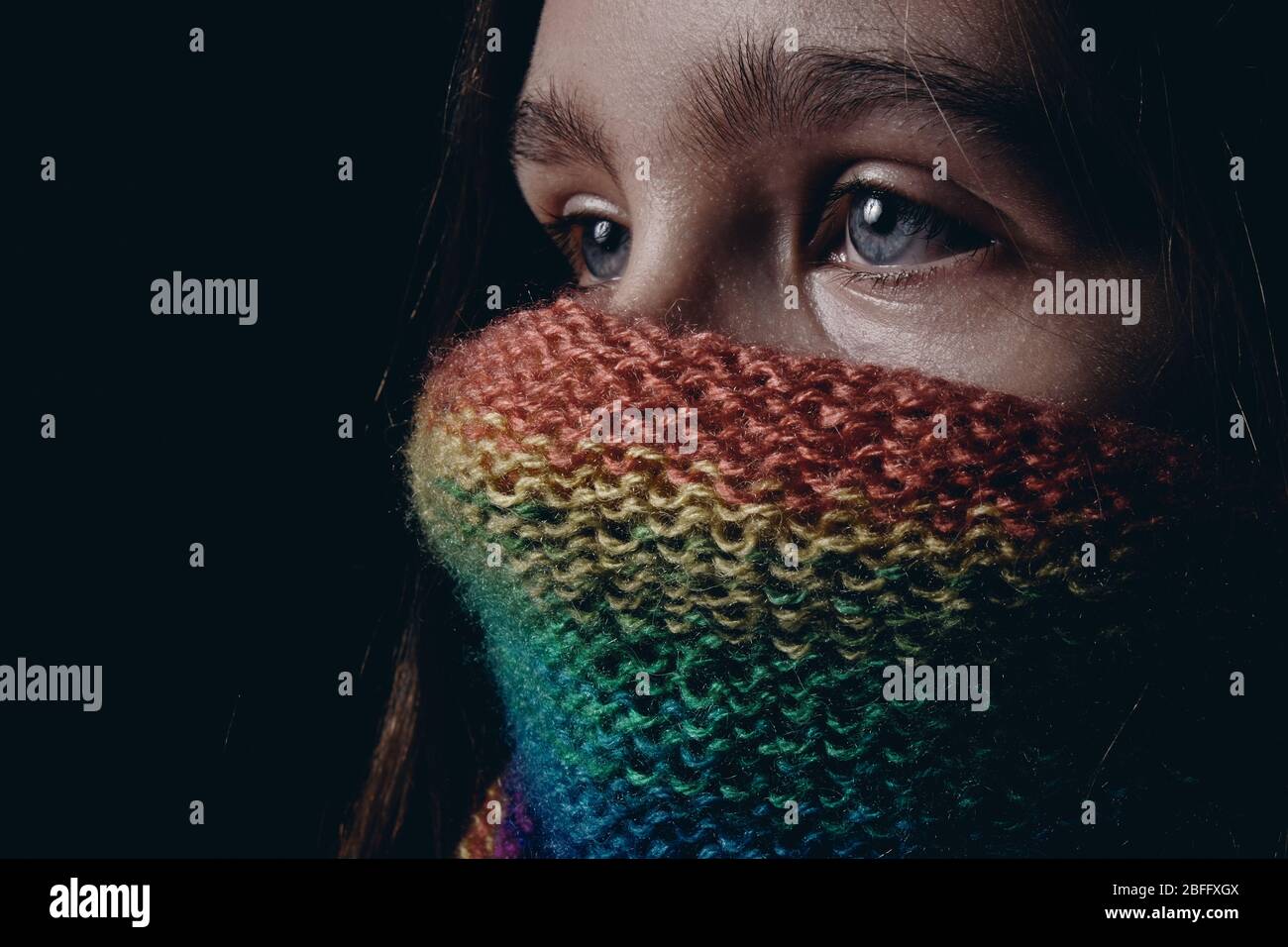 Cover nose with scarf hi-res stock photography and images - Alamy