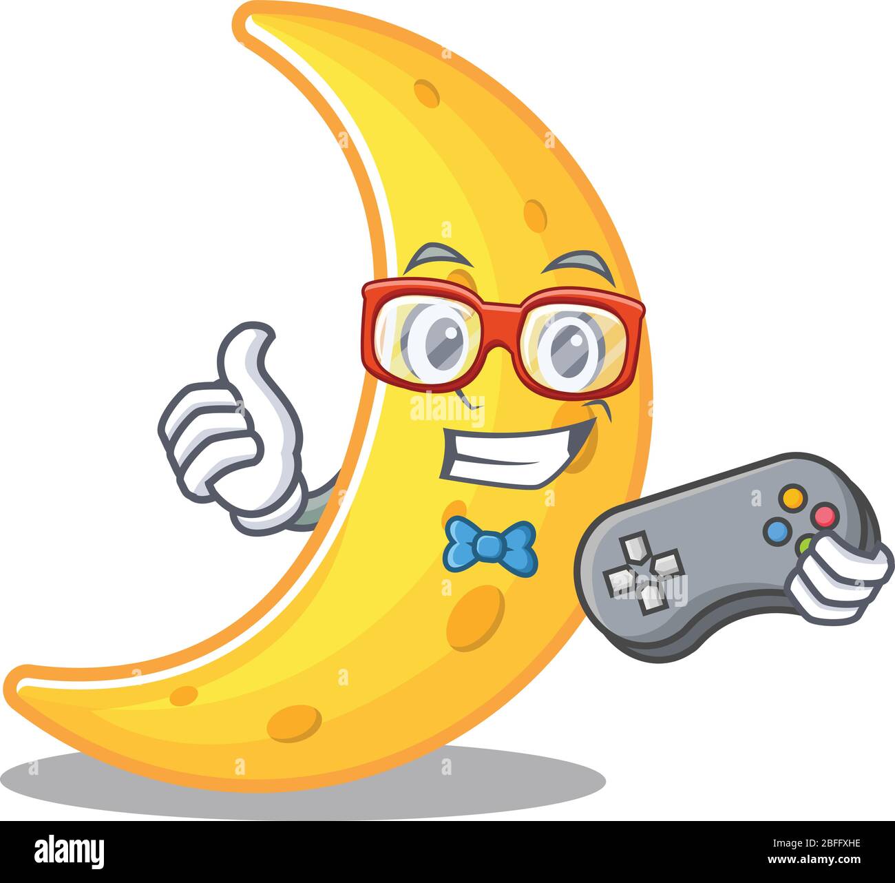 Mascot design concept of crescent moon gamer using controller Stock ...
