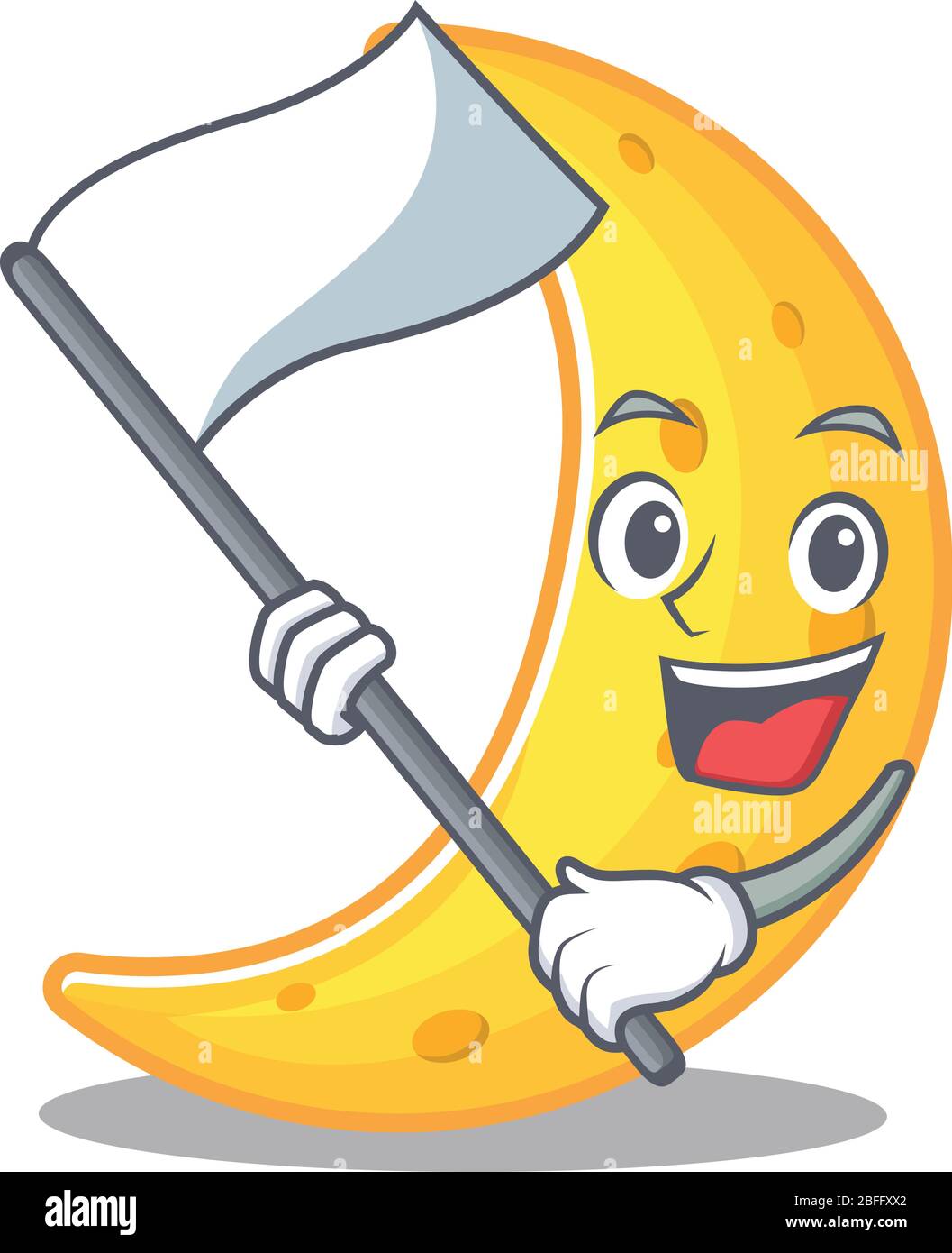 A nationalistic crescent moon mascot character design with flag Stock ...