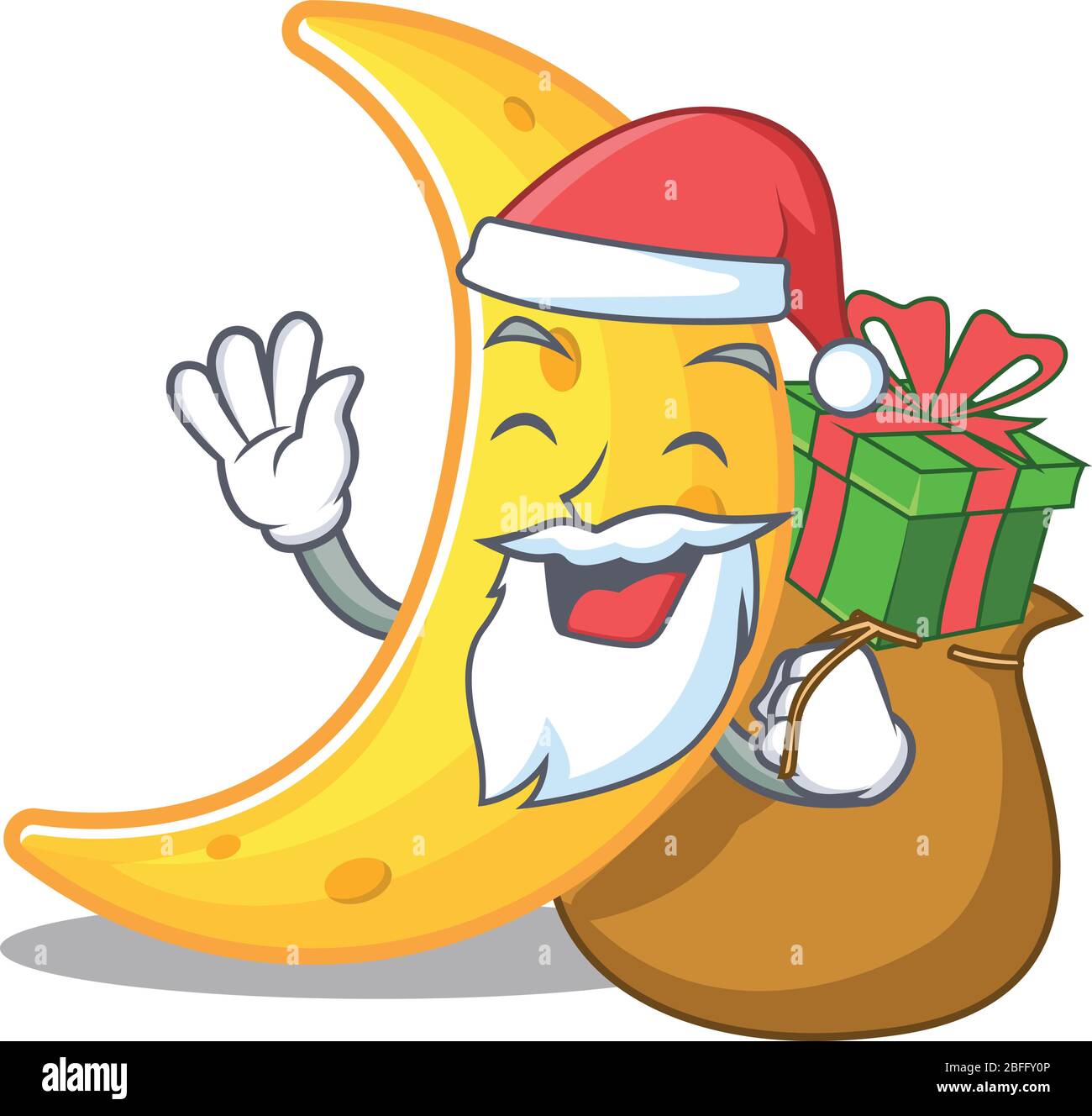 Cartoon design of crescent moon Santa with Christmas gift Stock Vector ...