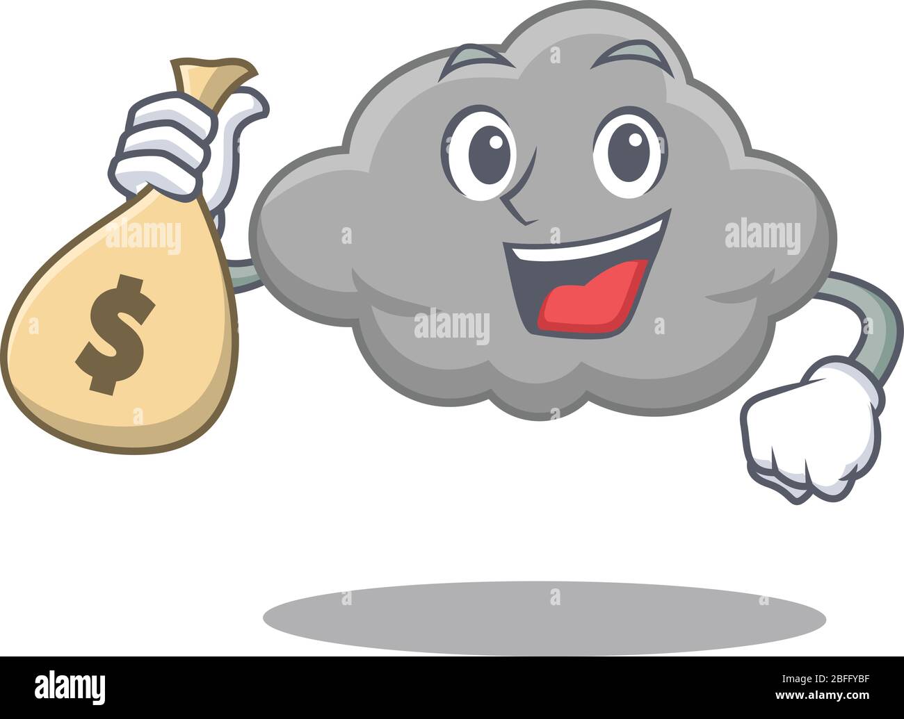 Rich grey cloud cartoon design holds money bags Stock Vector Image ...