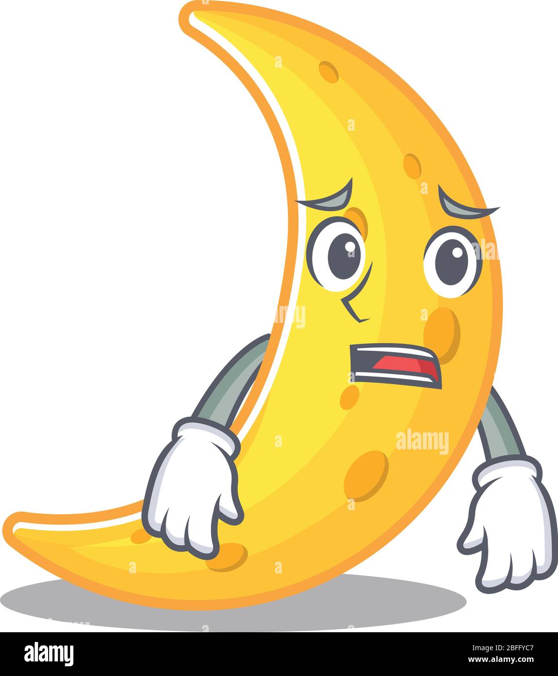 Cartoon design style of crescent moon showing worried face Stock Vector ...