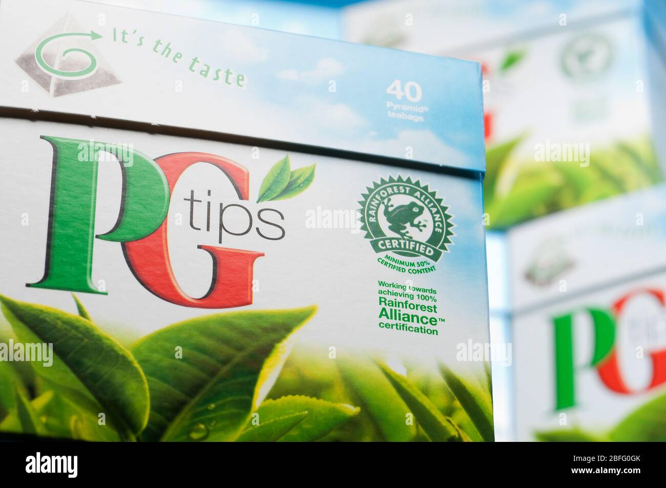 Illustrative image of PG Tips pyramid tea bags, a Unilever food product ...