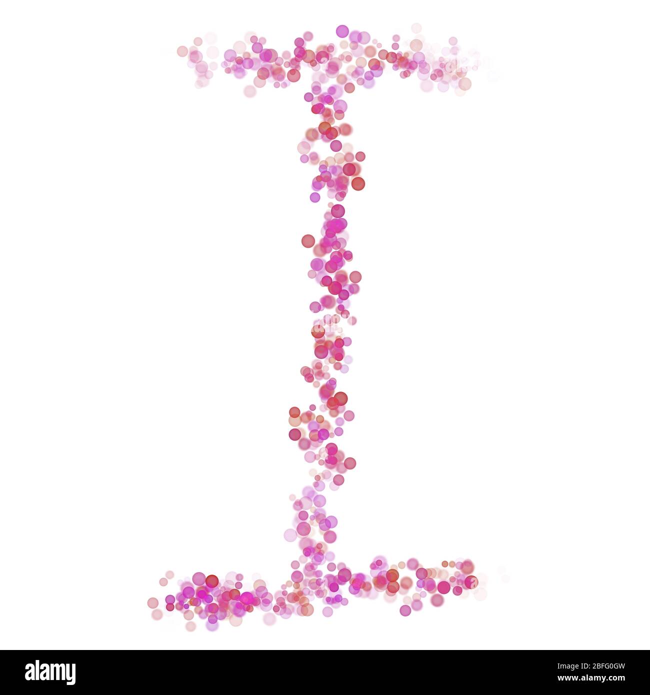 Letter I latin alphabet. Pink dot circles, shades of pink lilac ...