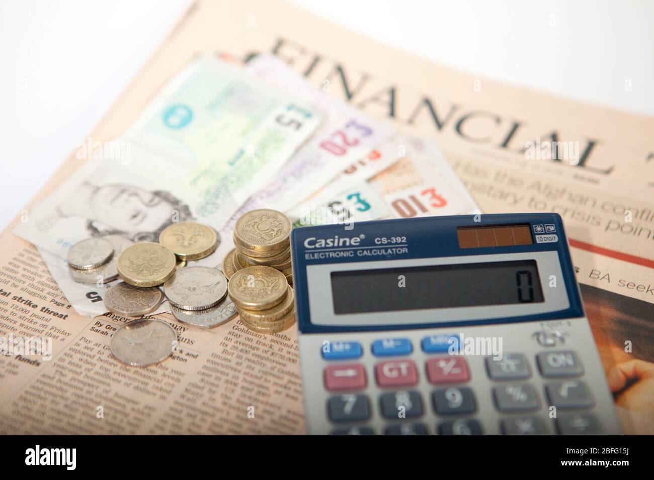 Illustrative image of various denomination sterling pound notes and ...