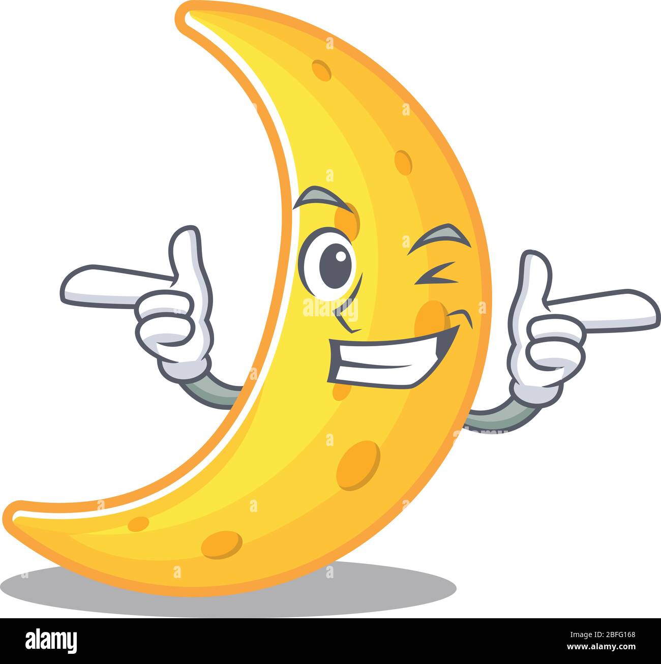 Cartoon design concept of crescent moon with funny wink eye Stock ...