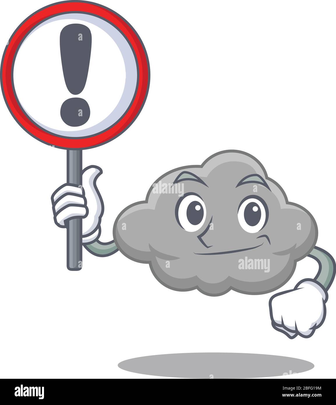 An icon of grey cloud cartoon design style with a sign board Stock ...