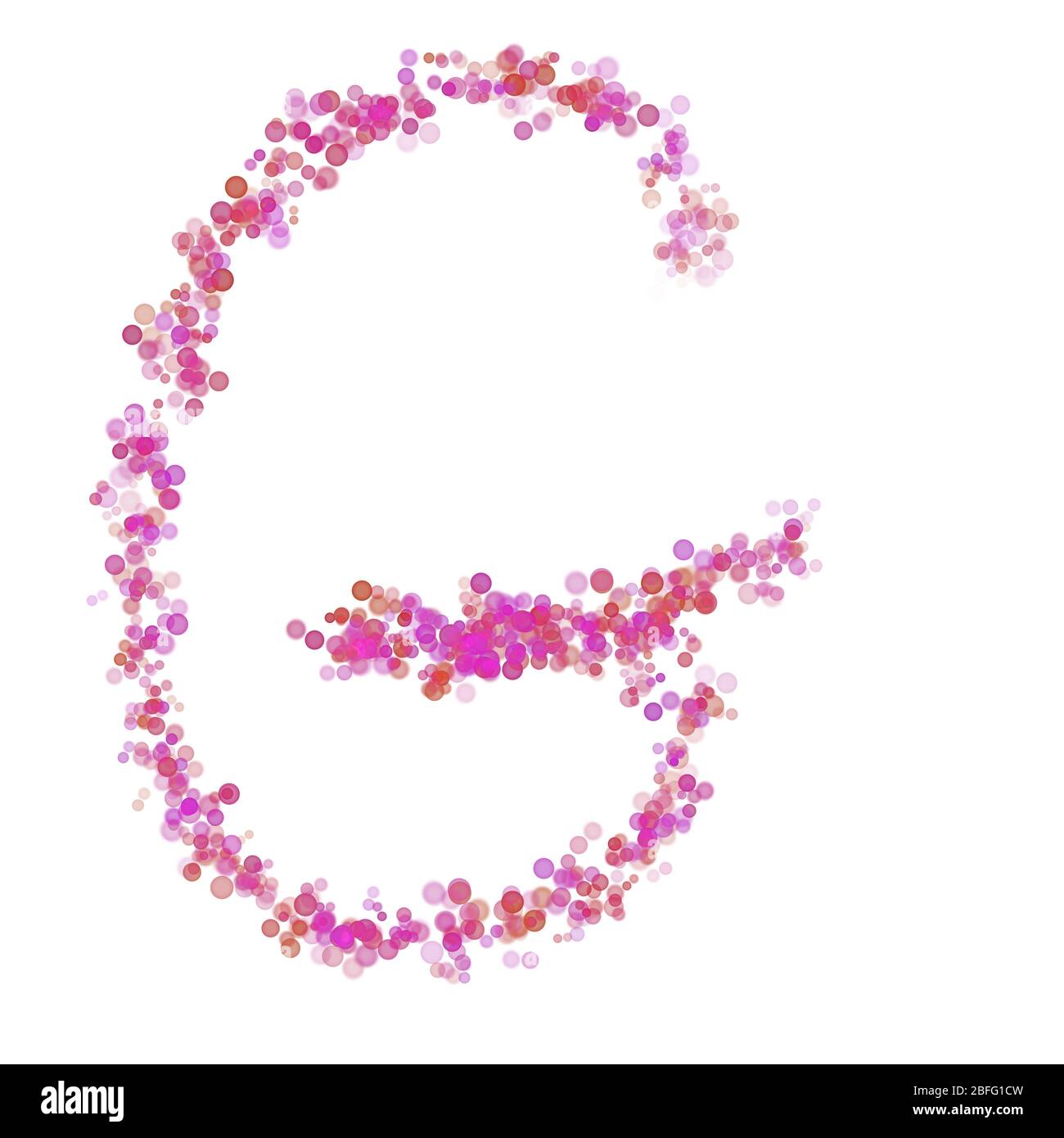Letter G latin alphabet. Pink dot circles, shades of pink lilac ...