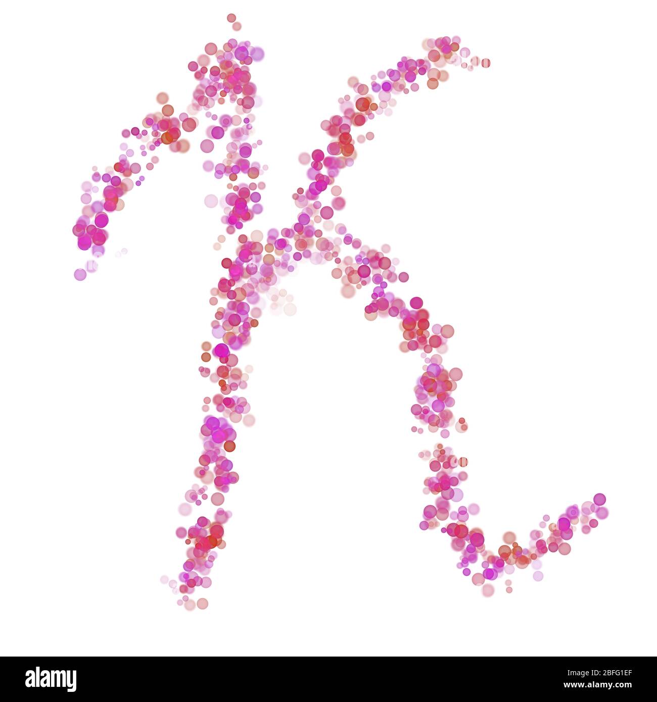 Letter K latin alphabet. Pink circles dot hue pink. Lettering bubbles ...