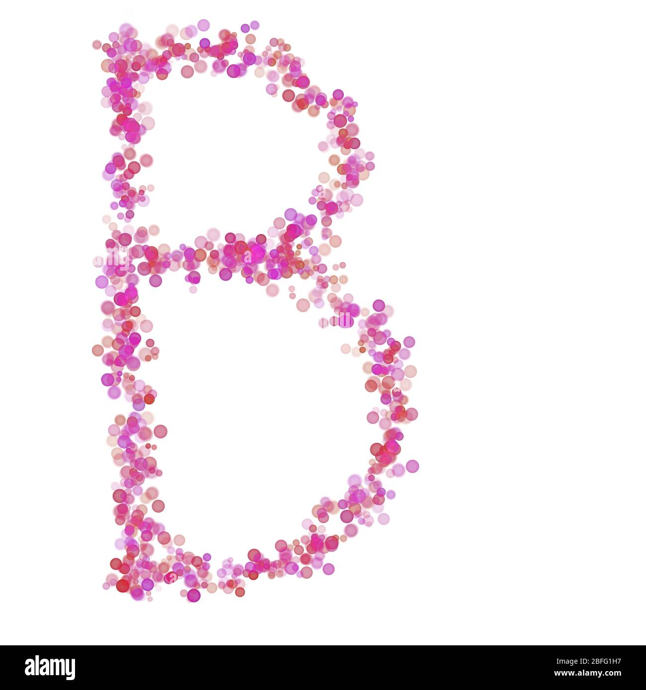 Letter B latin alphabet. Pink dot circles, shades of pink lilac ...