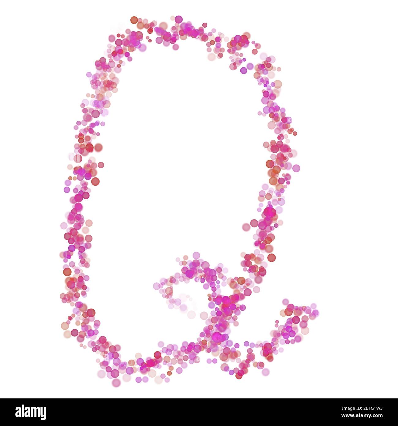 Letter Q latin alphabet. Pink circles dot hue pink. Lettering bubbles ...
