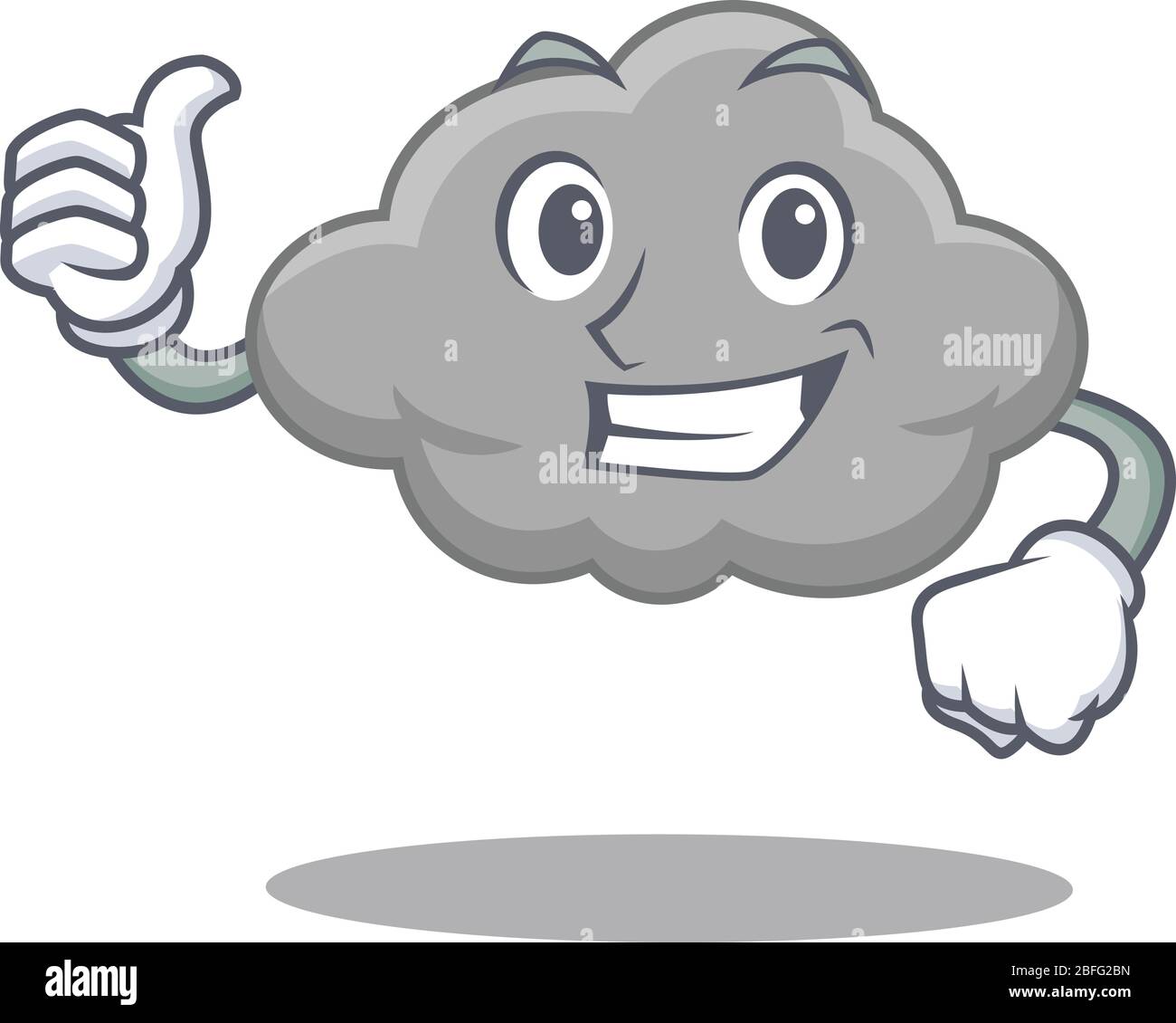 Grey cloud cartoon character design making OK gesture Stock Vector ...