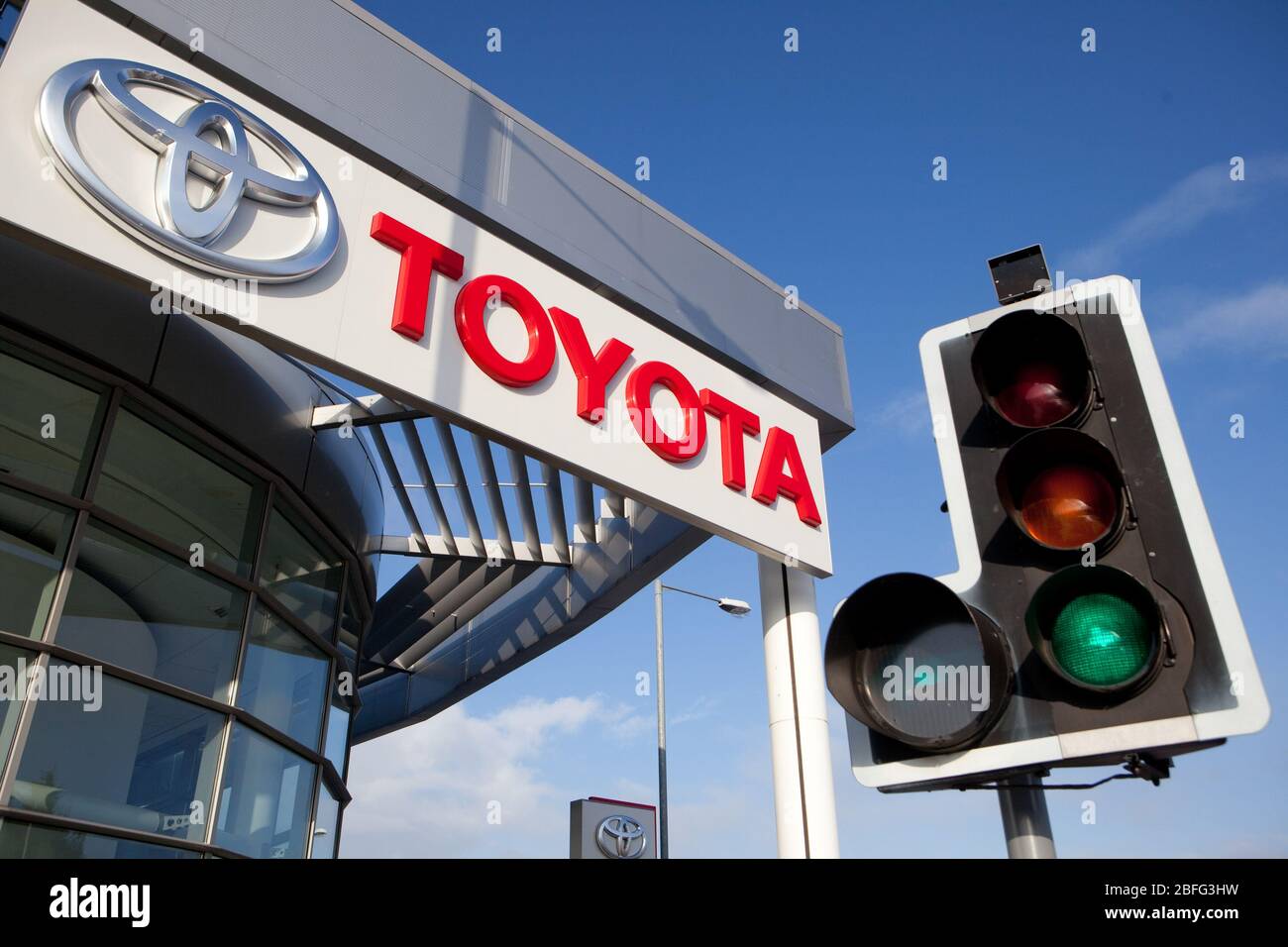 Toyota logo and garage sign Stock Photo - Alamy