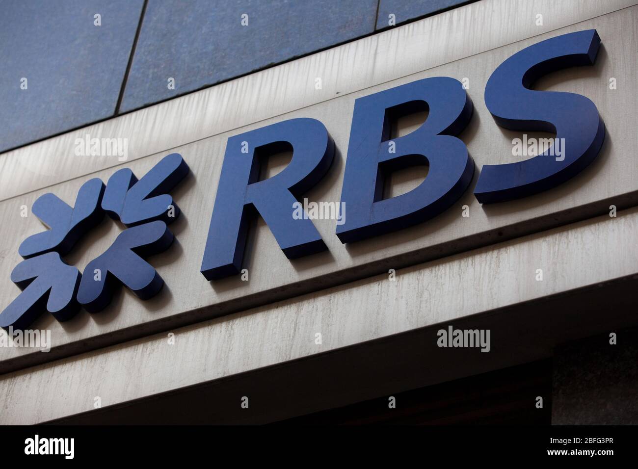 The RBS logo outside a branch in London Stock Photo - Alamy