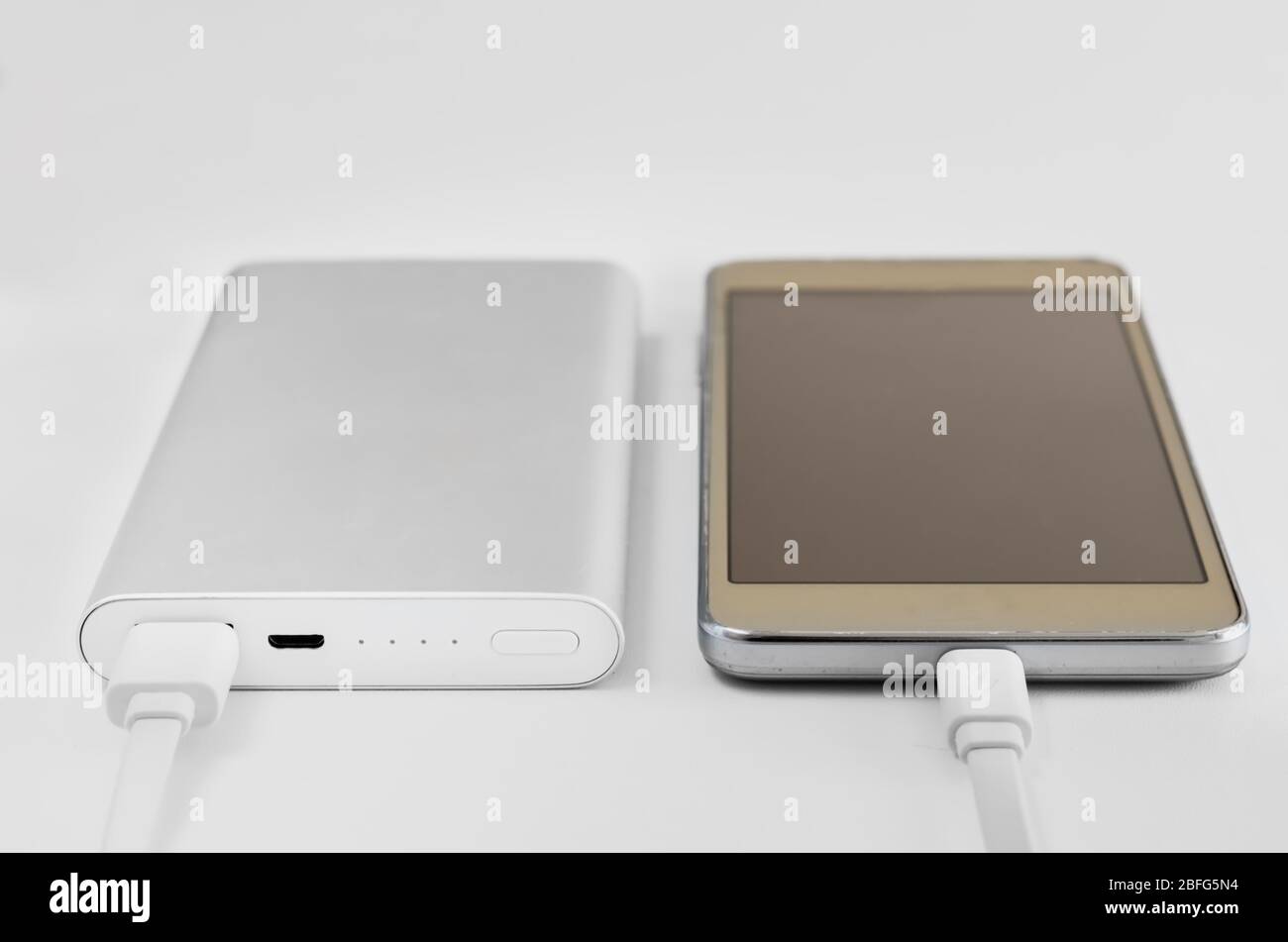 Close-up of external battery that charges a mobile phone . Powerbank ...