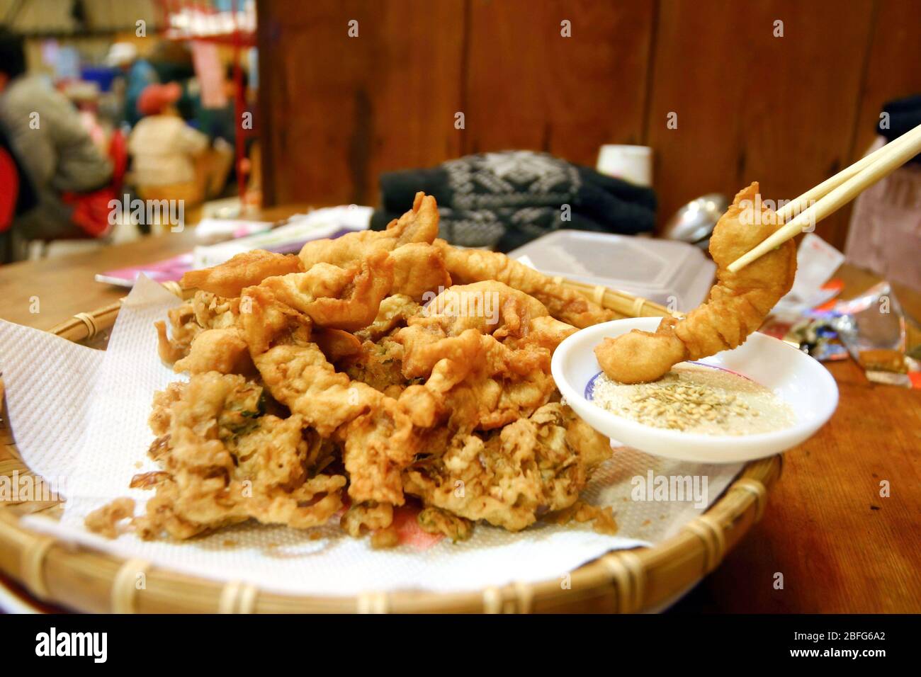 Close up shot of Yilan traditional deep fried Bu meat at Taiwan Stock ...