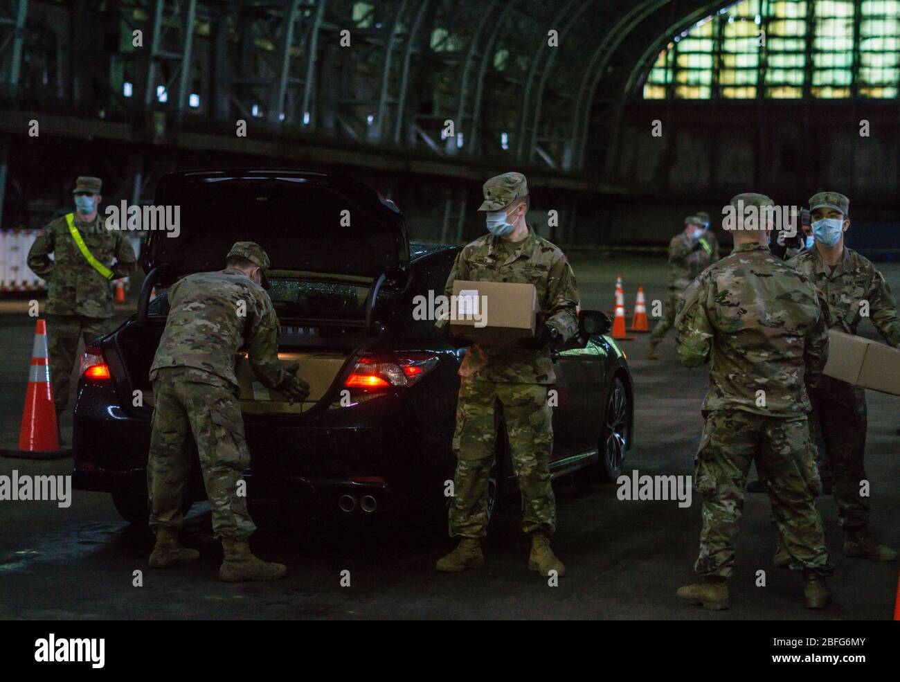 Bronx, United States. 18th Apr, 2020. US Army stand guard at the ...