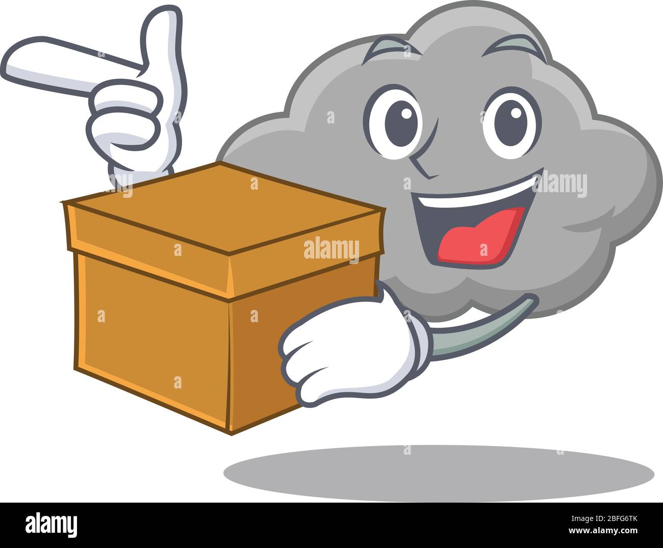 An picture of grey cloud cartoon design concept holding a box Stock ...
