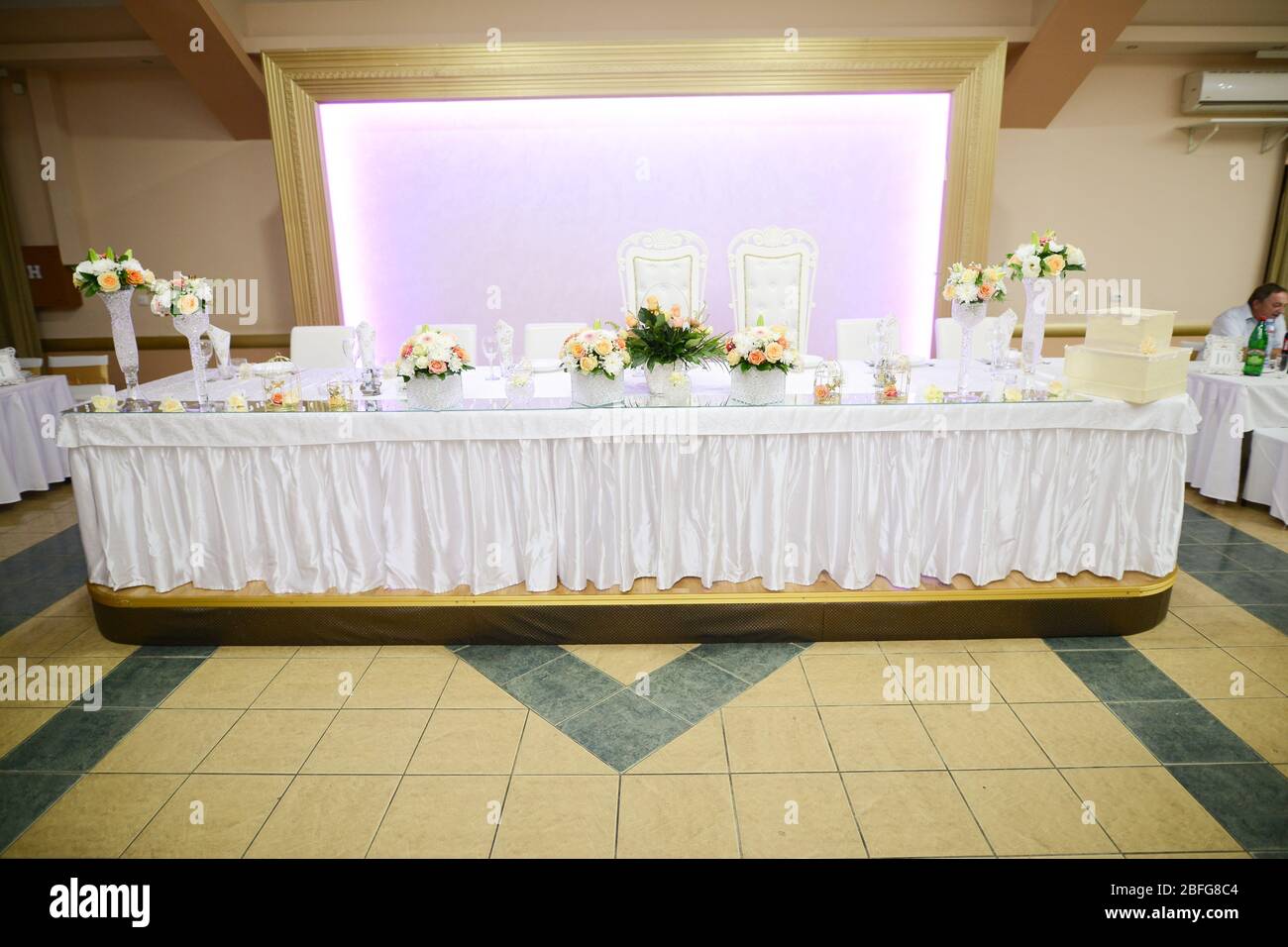 Beautifully decorated table for a special event. Celebration and ...