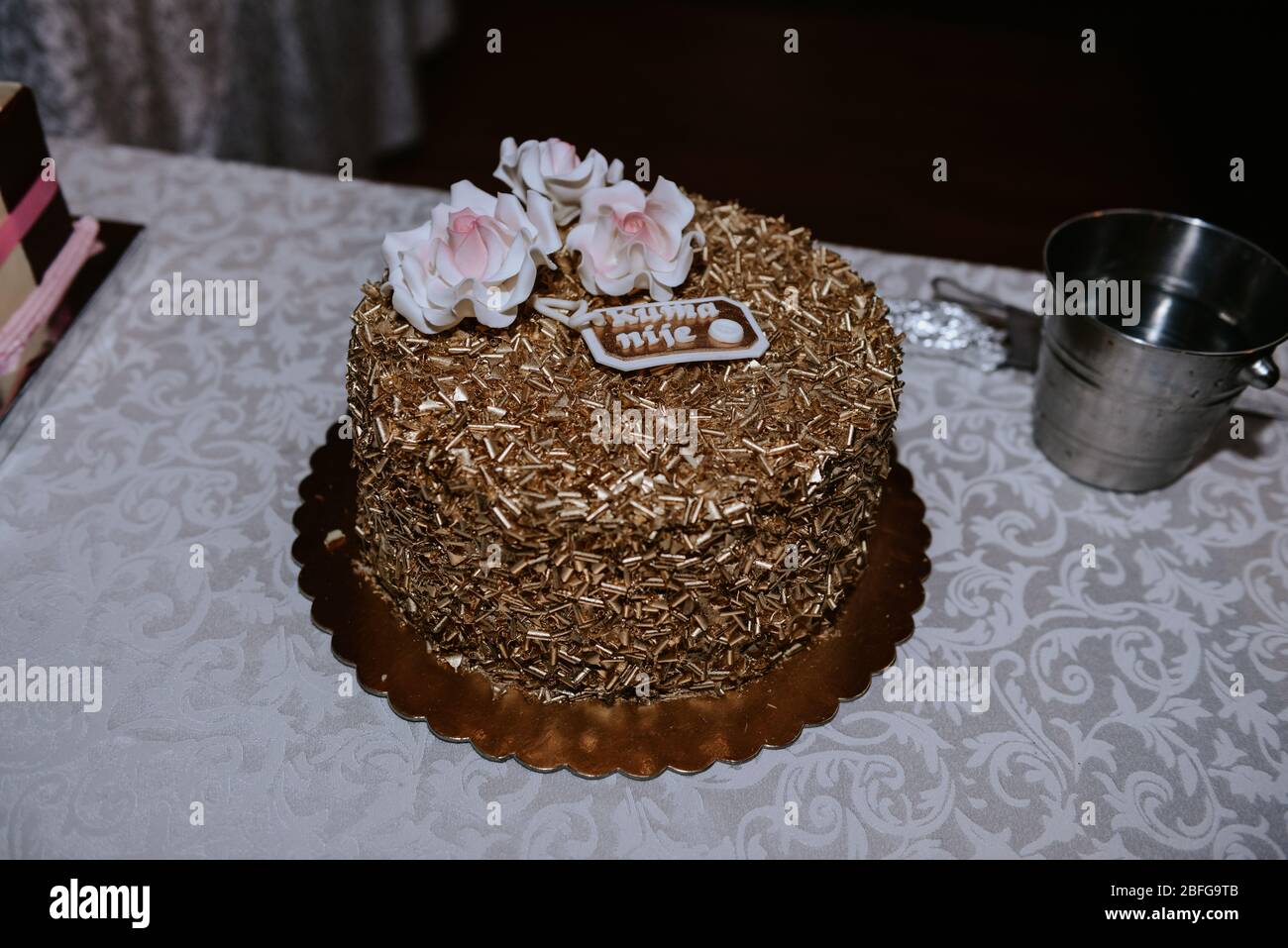 A beautiful big cake for a special event. Sweet table for special party ...
