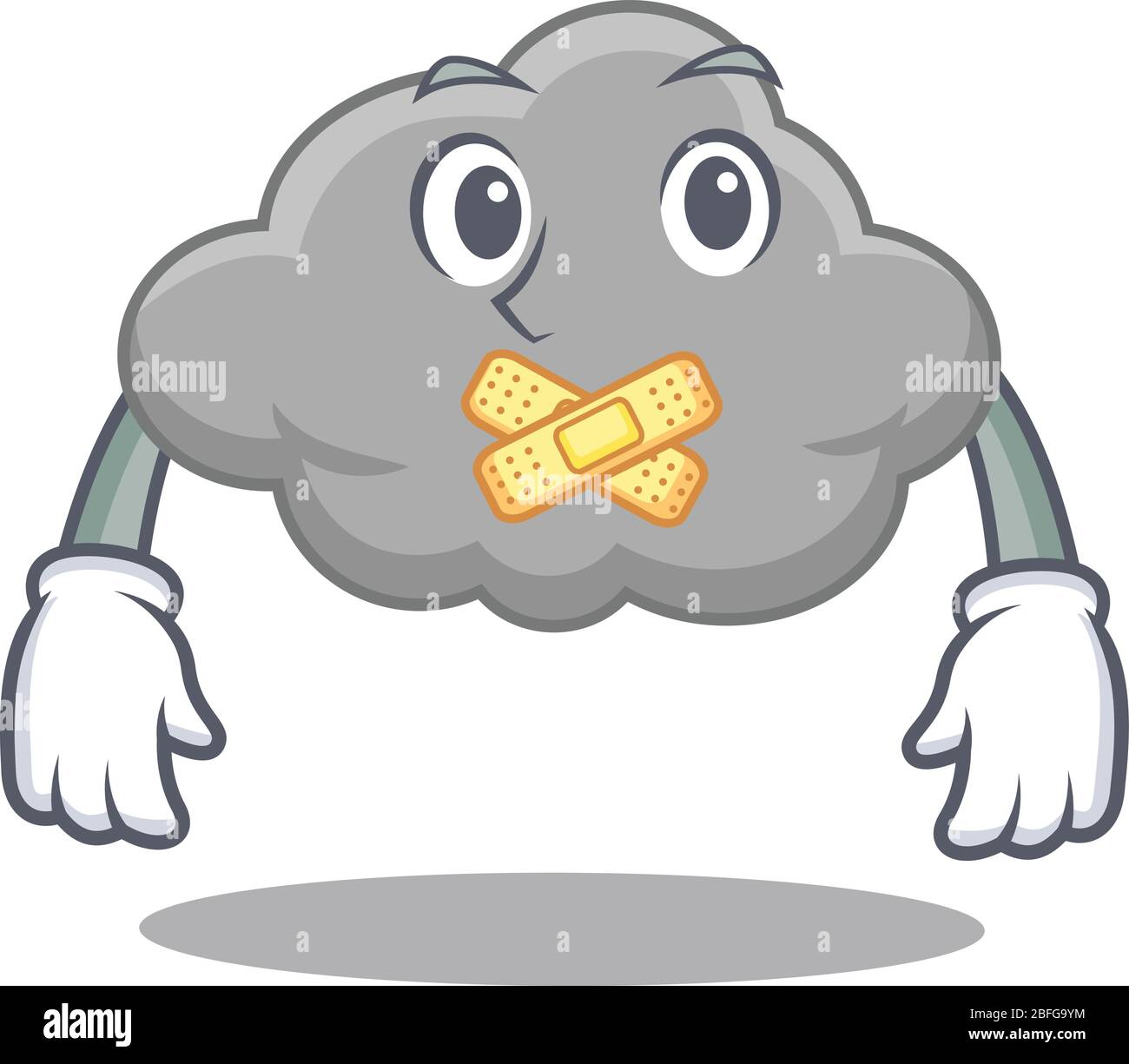 Grey cloud cartoon character style with mysterious silent gesture Stock ...