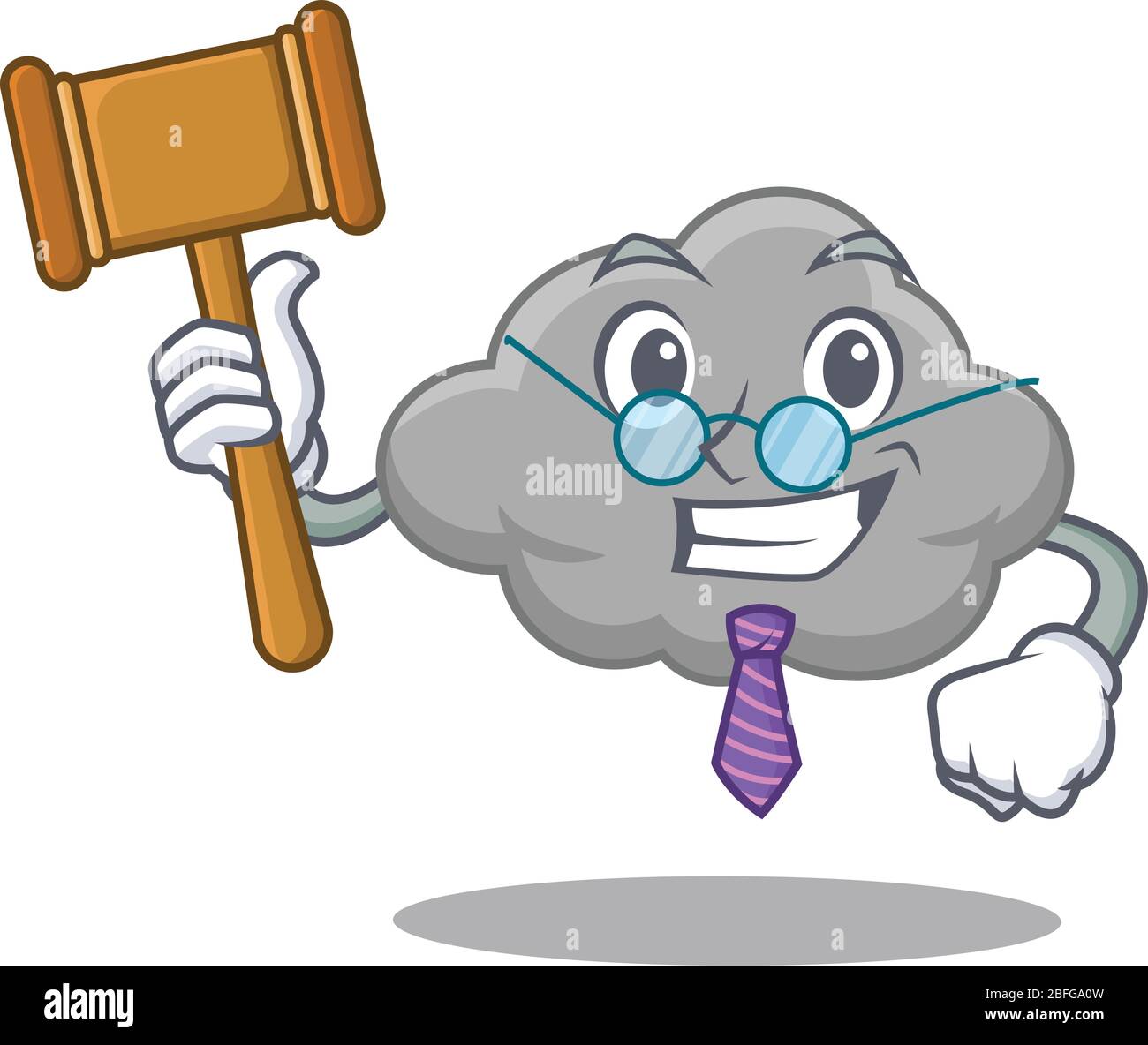 A humble judge of grey cloud cartoon character design wearing glasses ...
