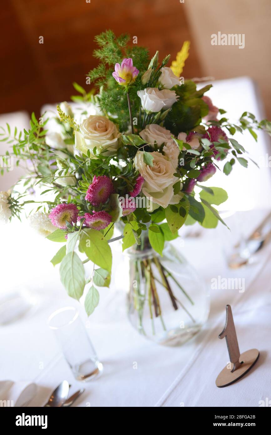 Beautifully decorated table for a special event. Celebration and ...