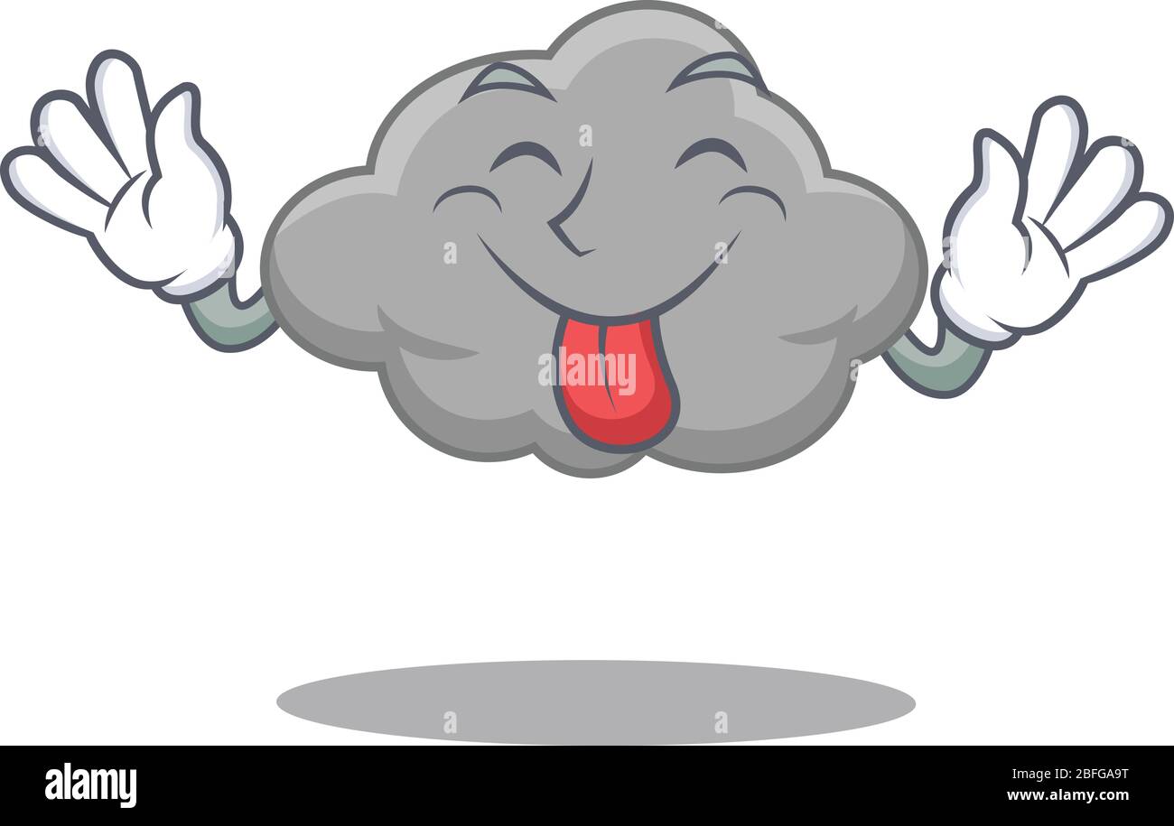 An amusing face grey cloud cartoon design with tongue out Stock Vector ...