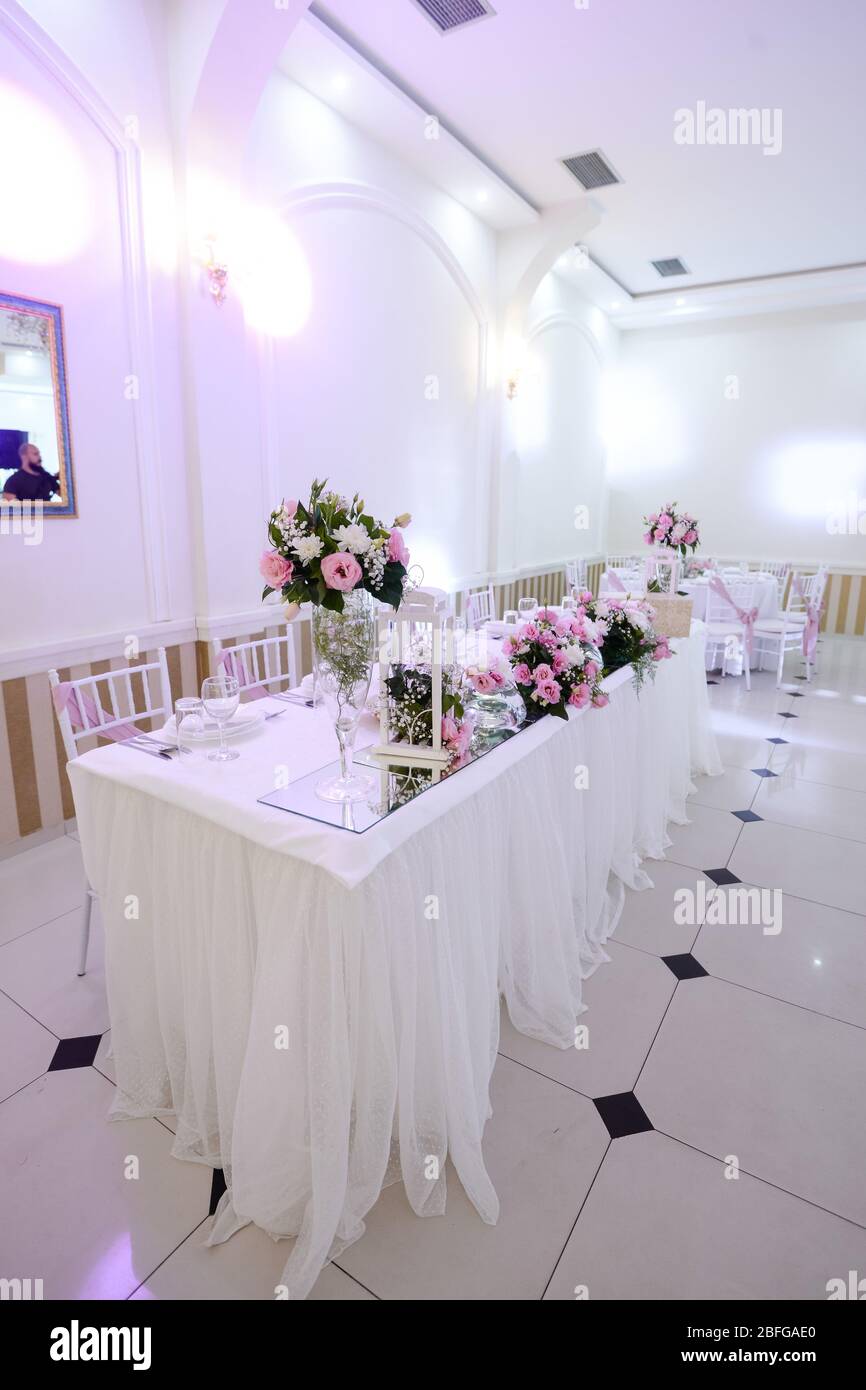 Beautifully decorated table for a special event. Celebration and ...