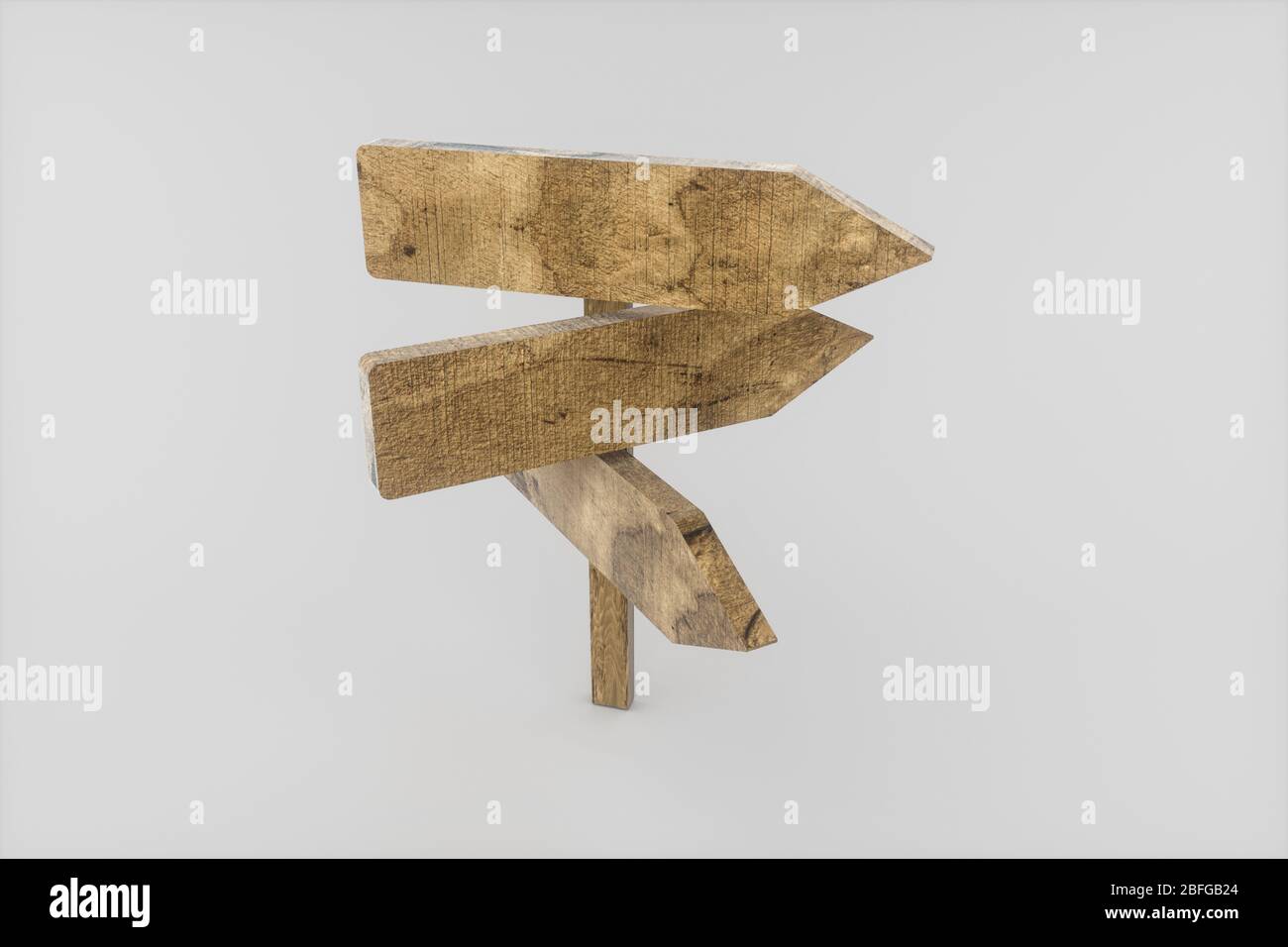 Empty wooden guide board with white background, 3d rendering. Computer ...