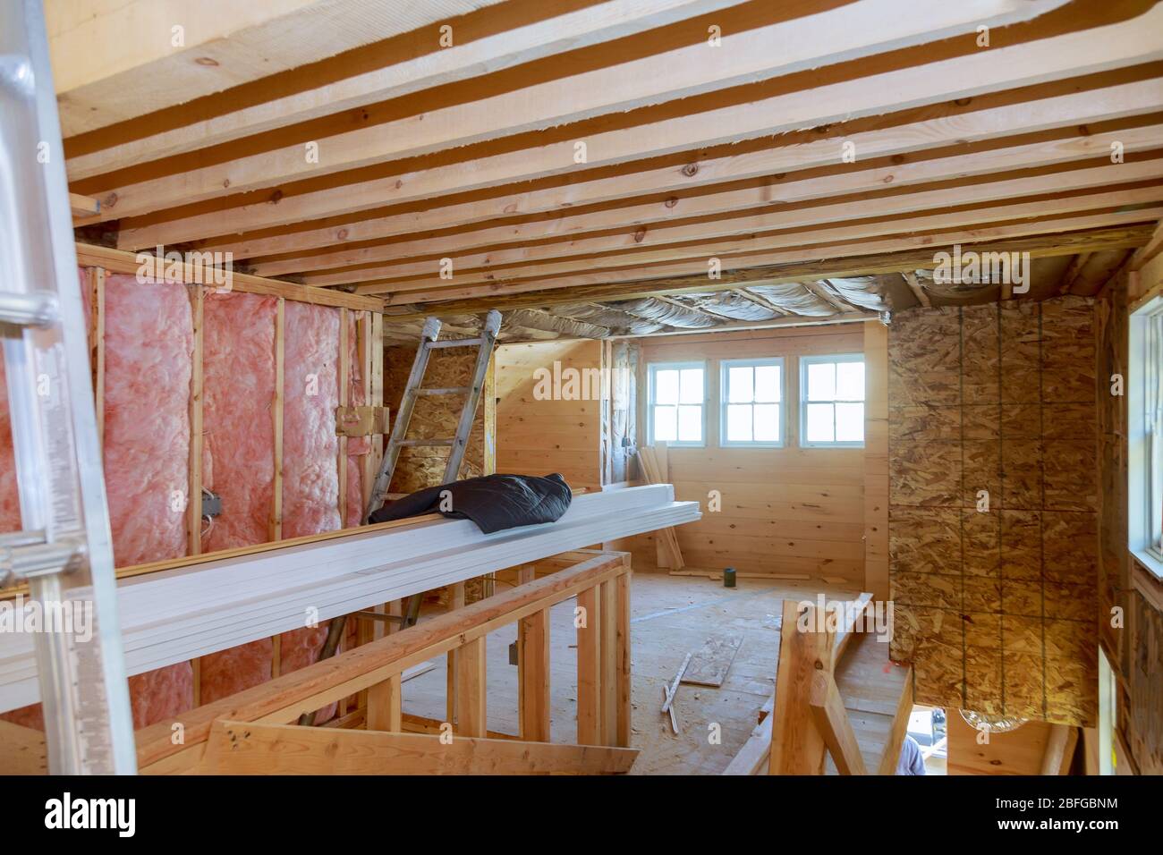 Building under construction and renovation inside wall heat isolation ...