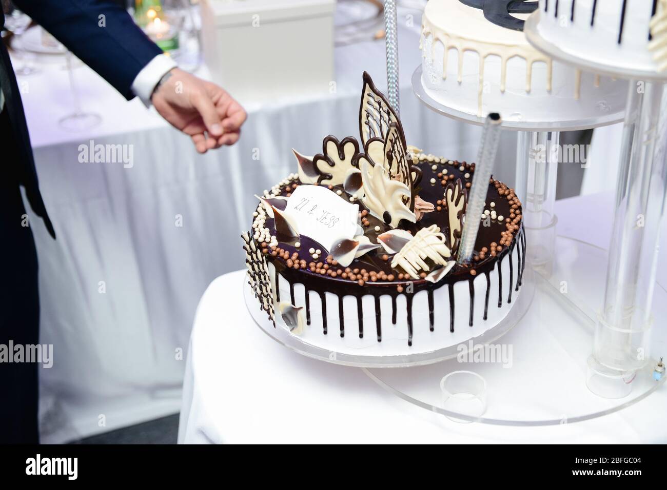 A beautiful big cake for a special event. Sweet table for special party ...