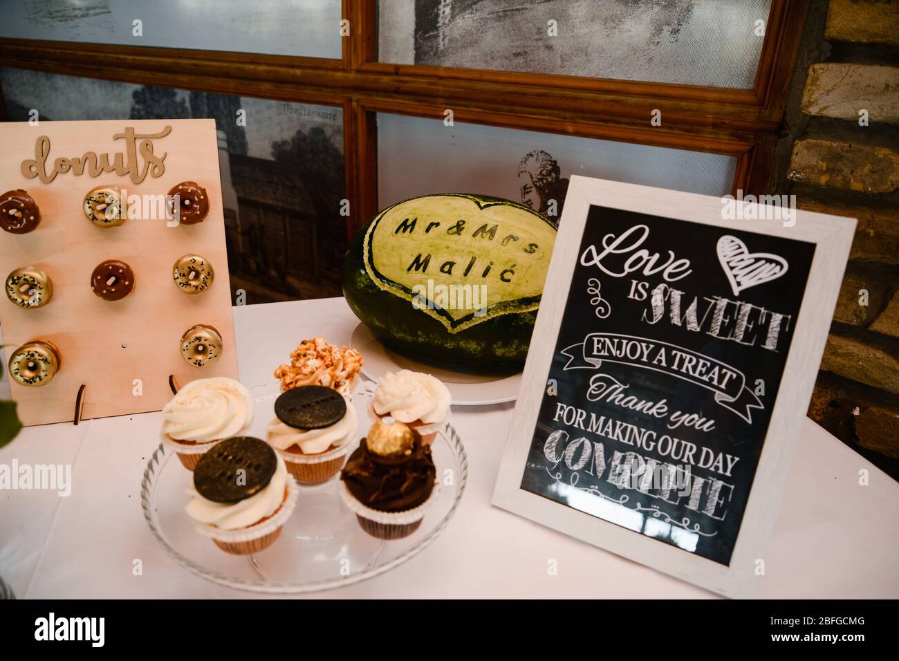A beautiful big cake for a special event. Sweet table for special party ...
